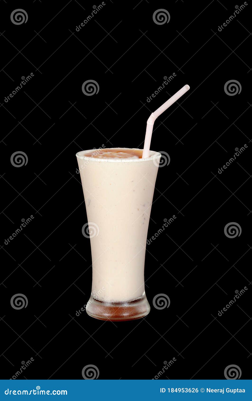 Milk Shake with Straw on Black Background Stock Photo - Image of ...