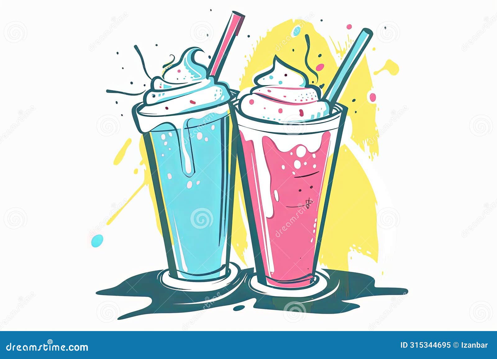 Milk Shake Vector Illustration Retro Style Generative AI Stock Vector ...