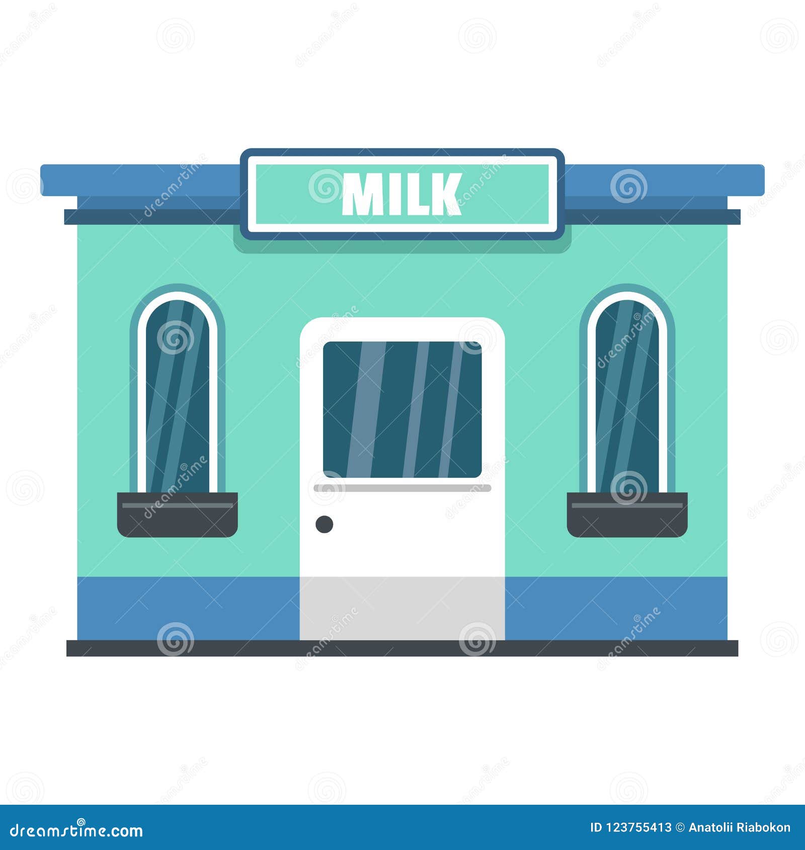 Milk shop icon, flat style stock illustration. Illustration of dairy ...