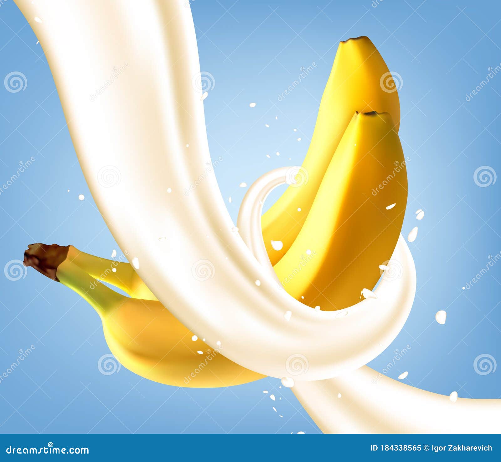 Milk Splash with Banana stock vector. Illustration of nature - 184338565