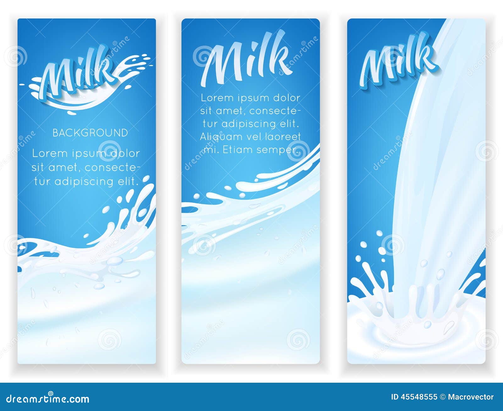Milk splash banners stock vector. Illustration of beverage - 45548555