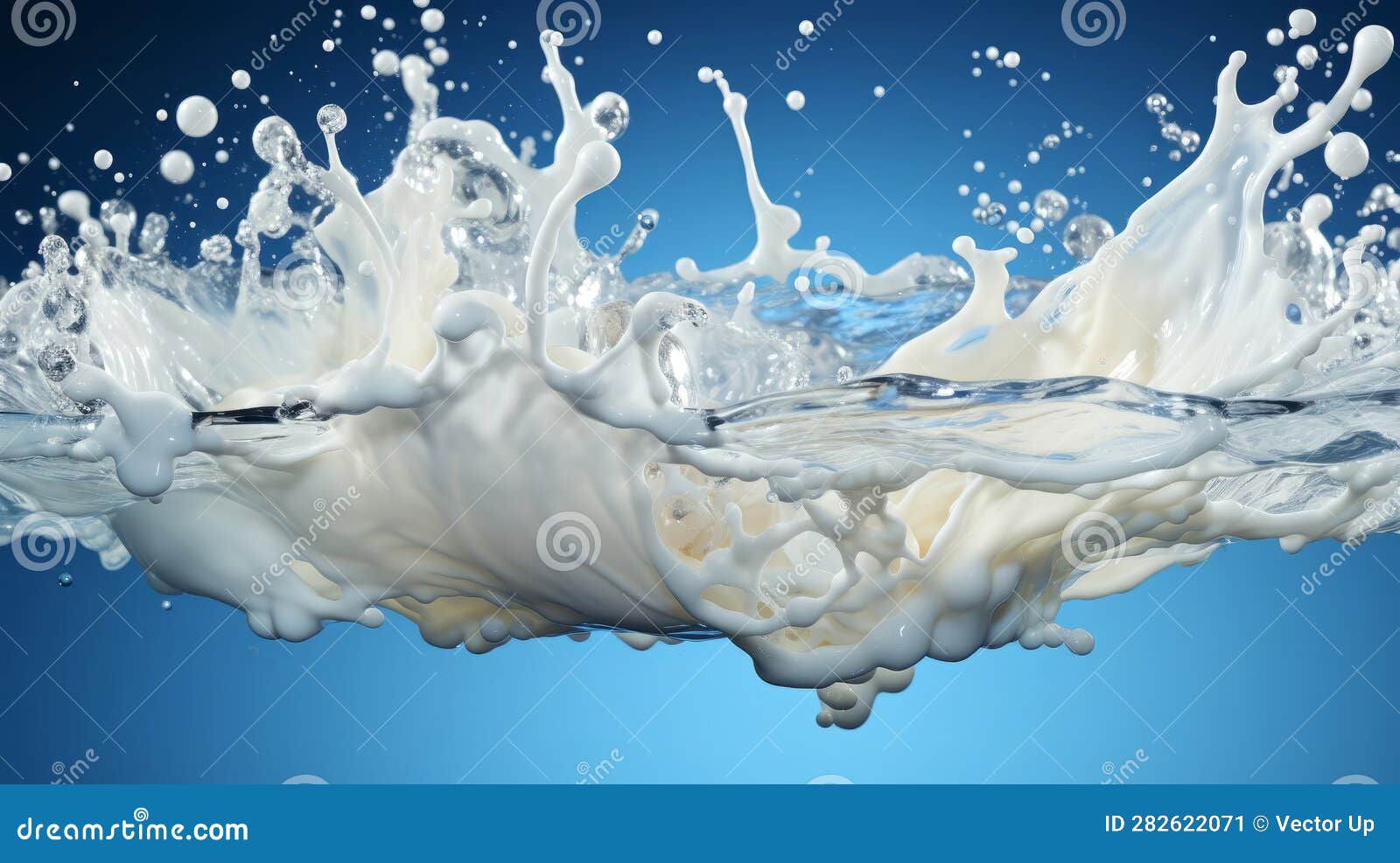Milk Splash with Blue Background. Generative AI. Stock Illustration ...