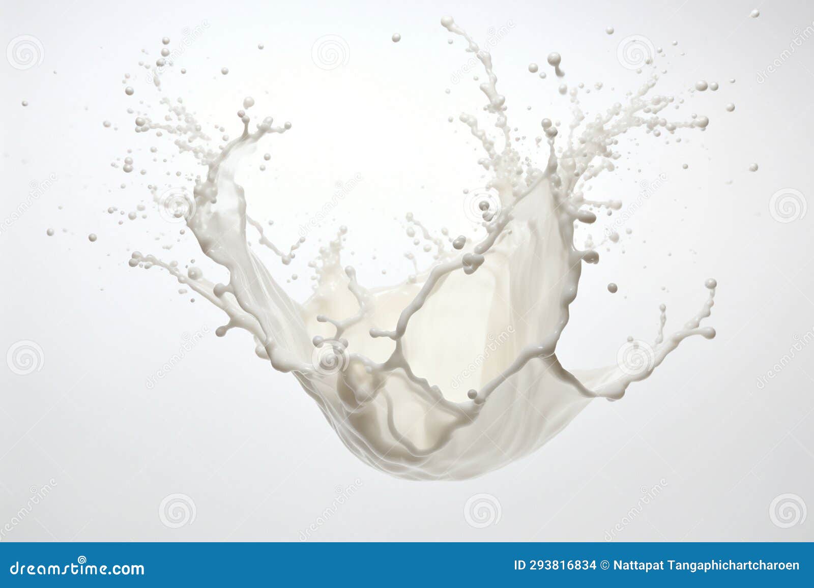 Milk Splash Effect on Plain White Background, Generated AI Stock ...
