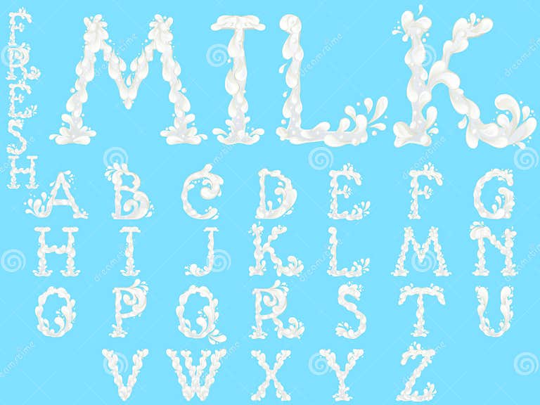 Milk splash letters font stock vector. Illustration of font - 74116457