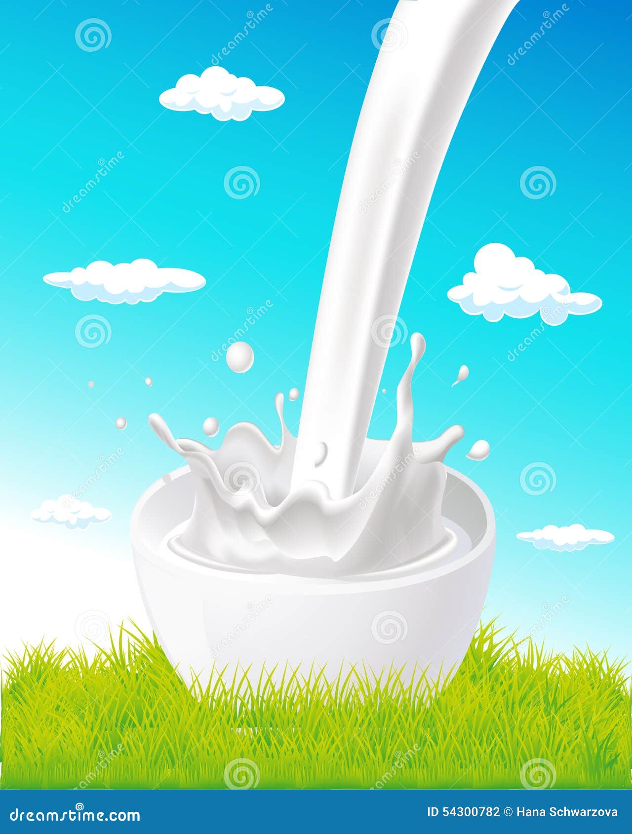 Milk Splash On Natural Background - Vertical Design Vector Stock ...