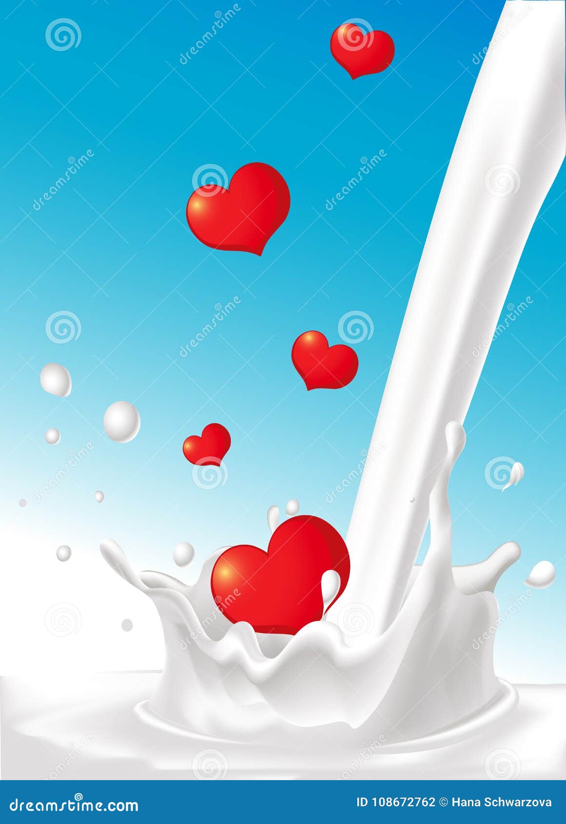 Milk Splash Pour Milk Falling Heart Design - Love Vector Stock Vector ...