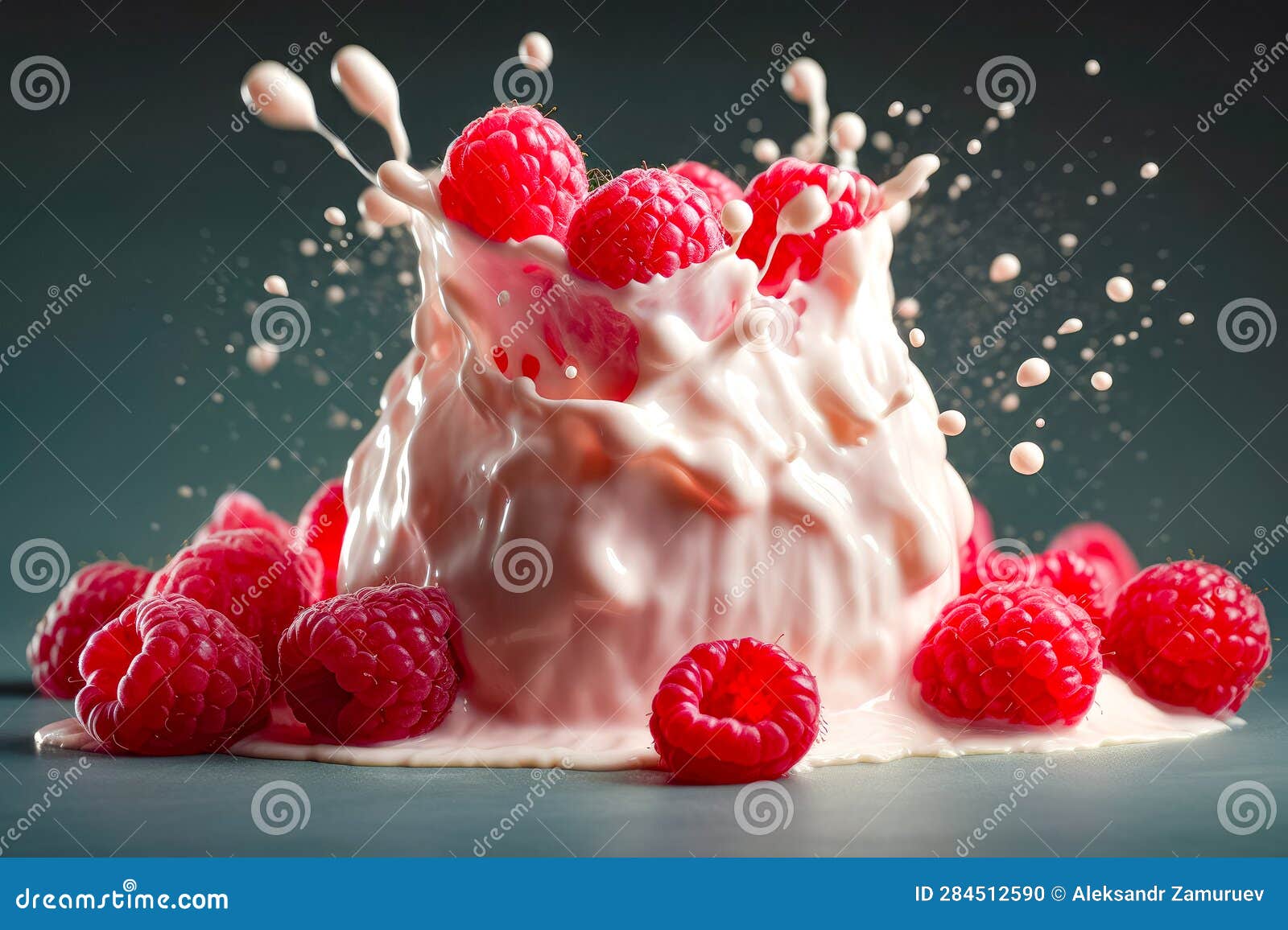 Milk Splash and Raspberries. Natural Dairy Products Stock Illustration ...