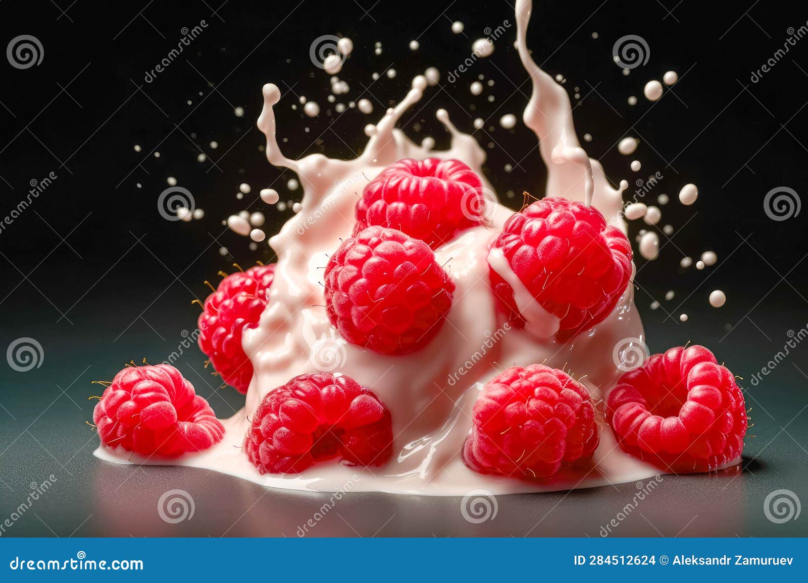 Milk Splash and Raspberries. Natural Dairy Products Stock Illustration ...