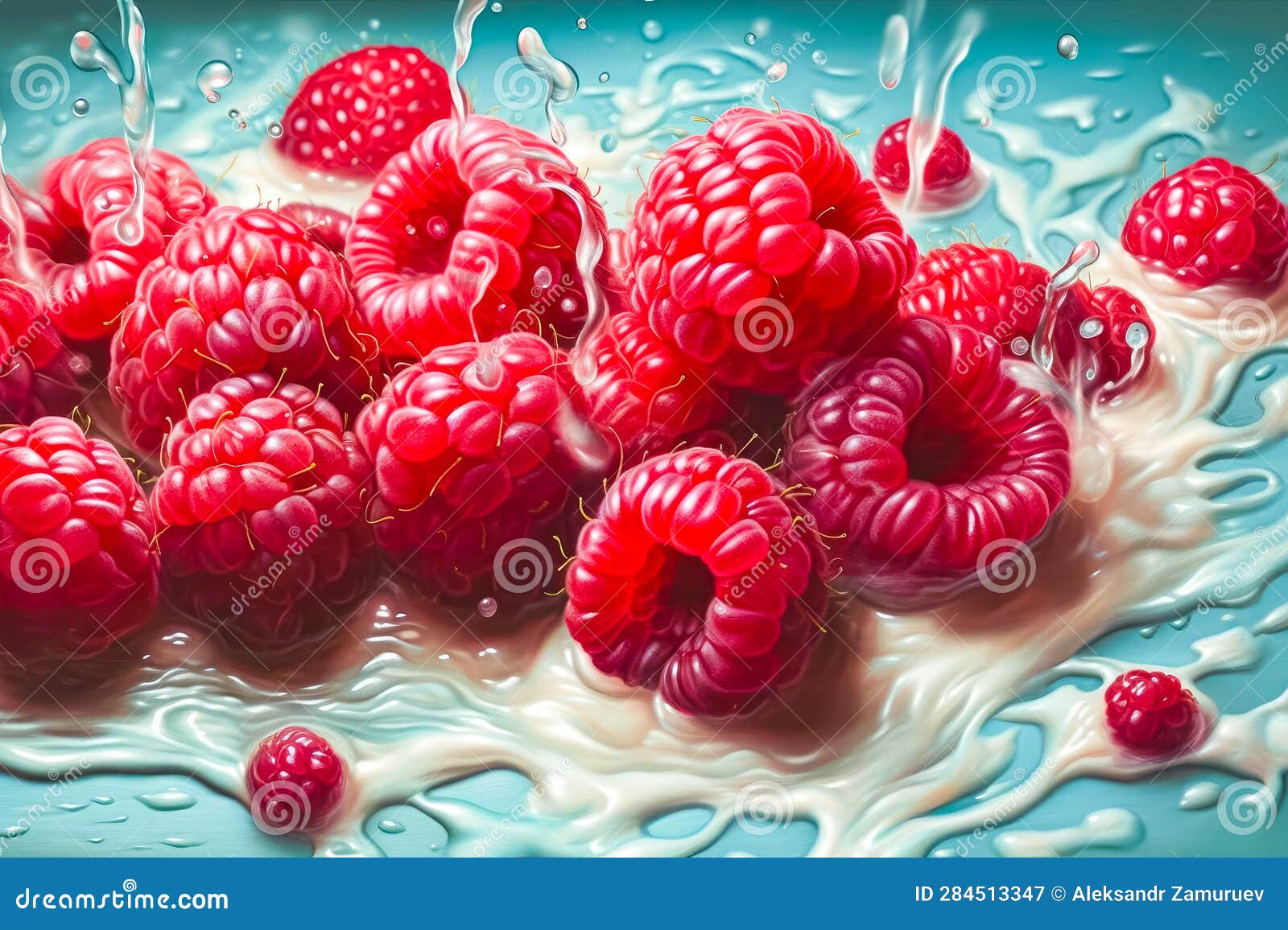 Milk Splash and Raspberries. Natural Dairy Products Stock Illustration ...