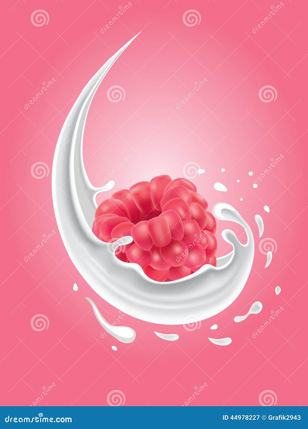 Milk splash with raspberry stock vector. Illustration of fluid - 44978227