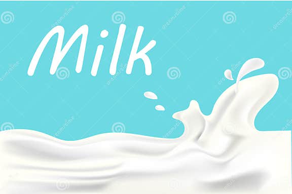 Milk Splash Realistic Milk Drop With Splashes Isolated On Blue