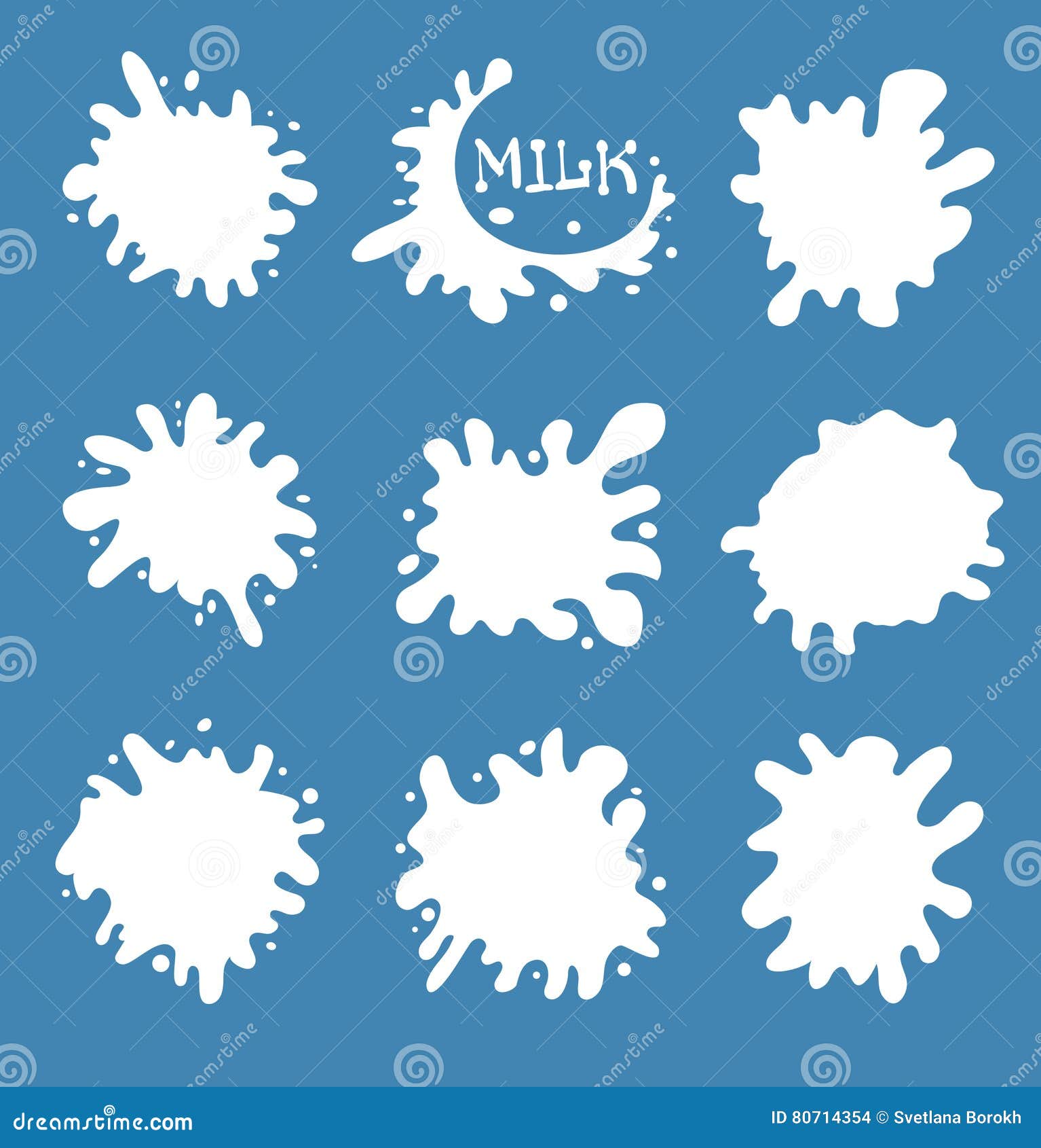 Milk Splash Set of Labels. White Splashes. Vector Illustration Stock ...
