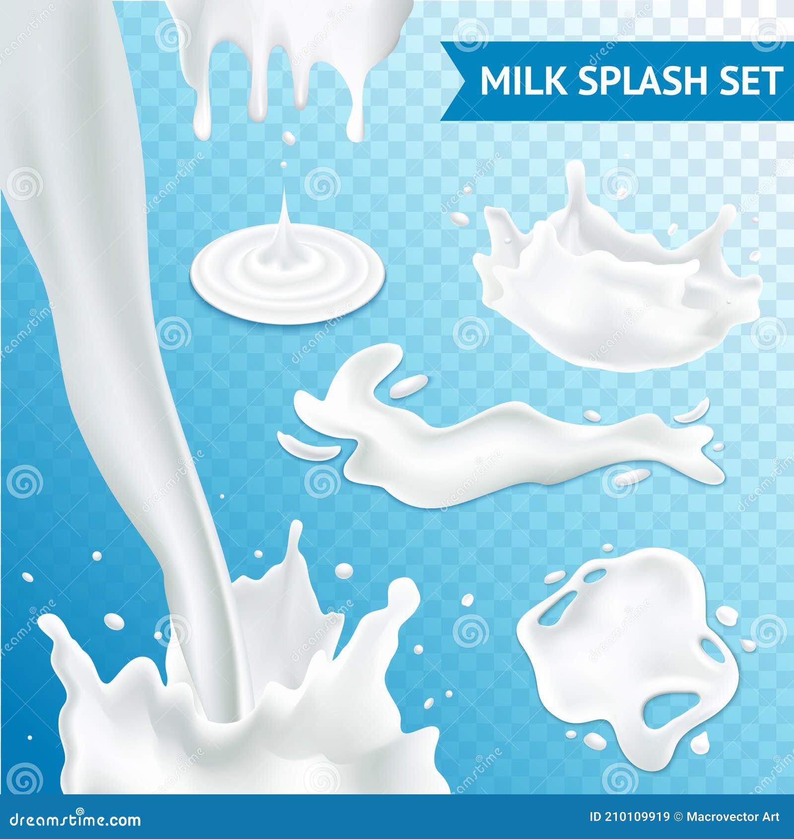 Milk Splash Set stock vector. Illustration of fresh - 210109919