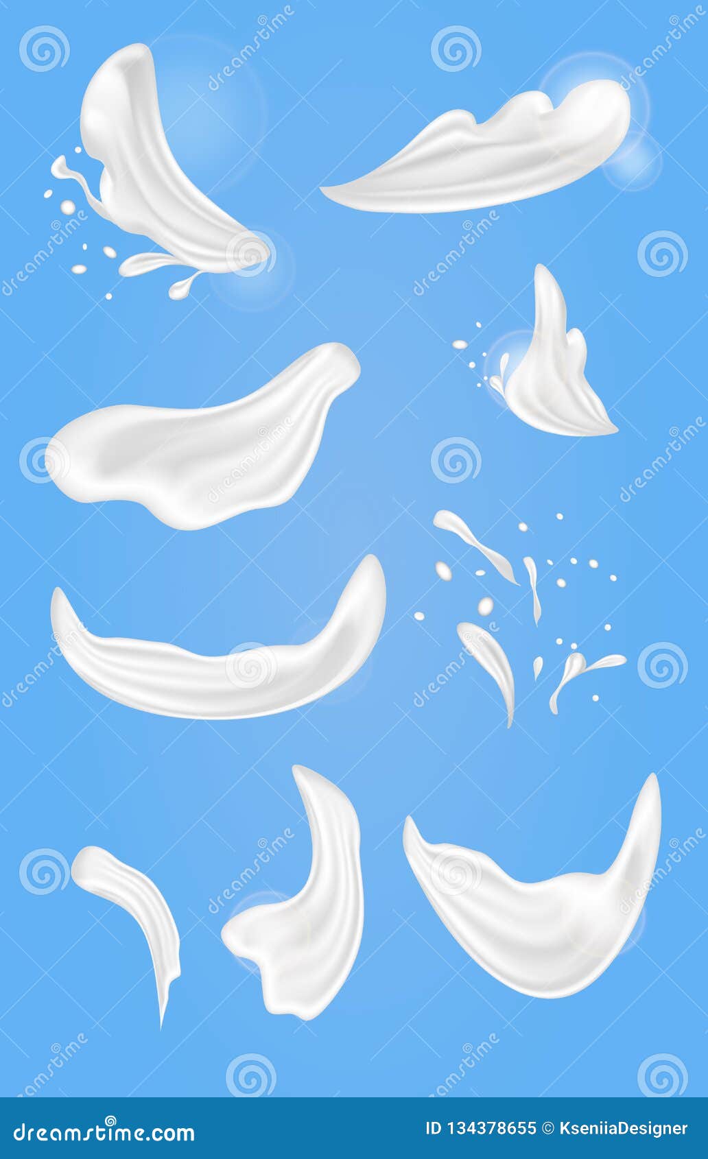 Milk Splash Set. Vector Illustration Stock Vector - Illustration of ...