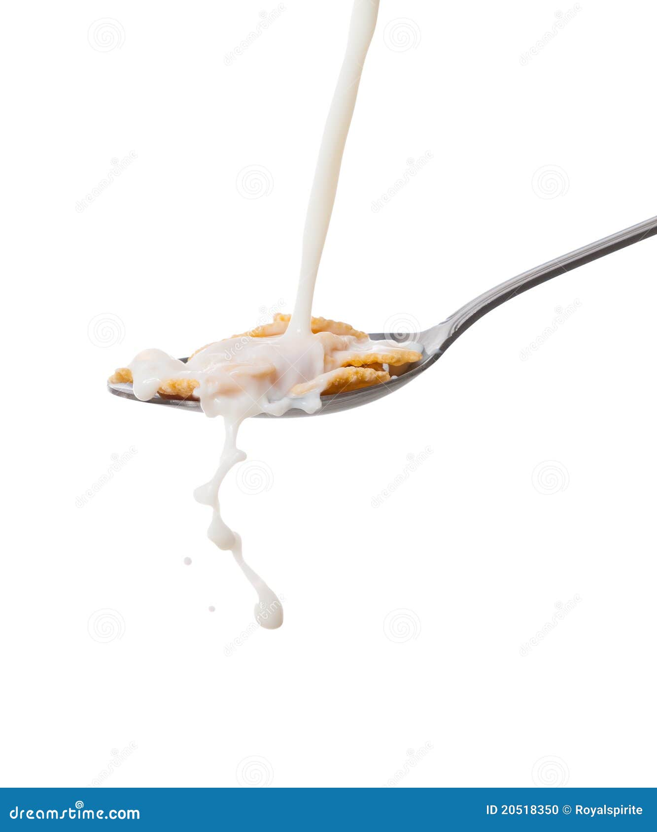 Milk Splash on the Spoon with Cornflakes Stock Photo - Image of closeup ...