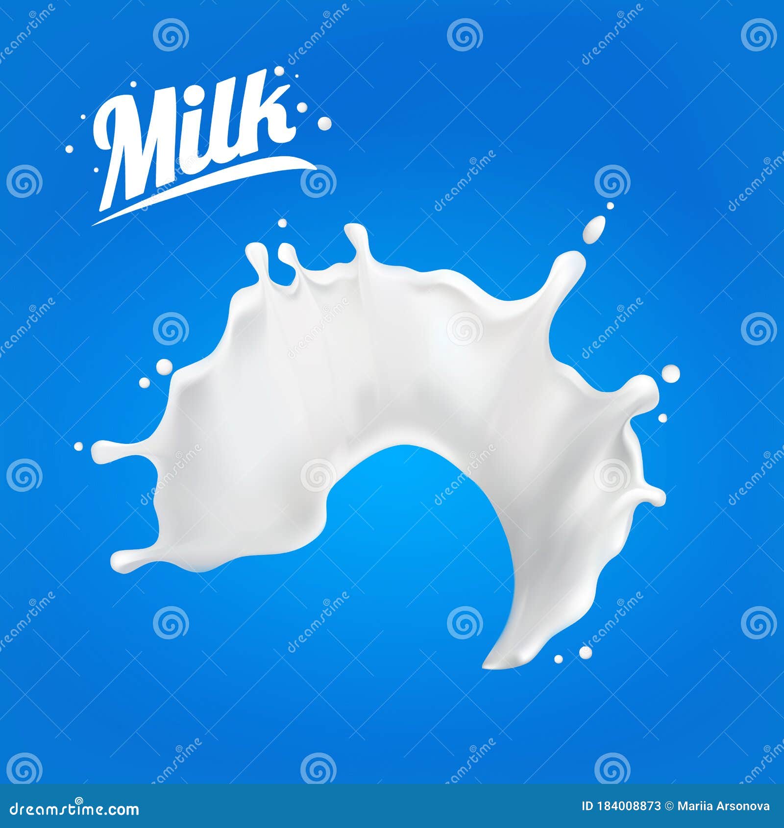 Milk Splash. Spot 3D.Abstract Realistic Milk Drop with Splashes ...