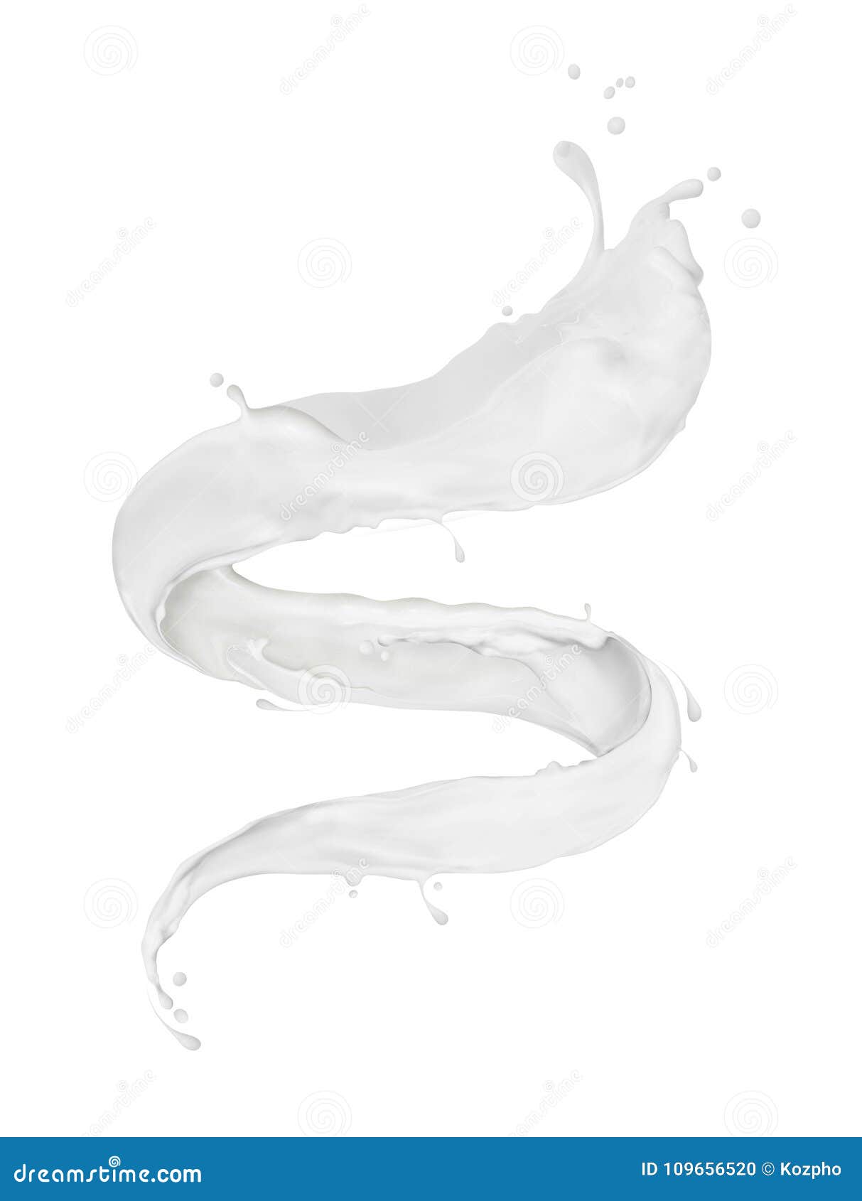 Milk Splashes Twisted in the Shape of a Spiral on White Stock ...