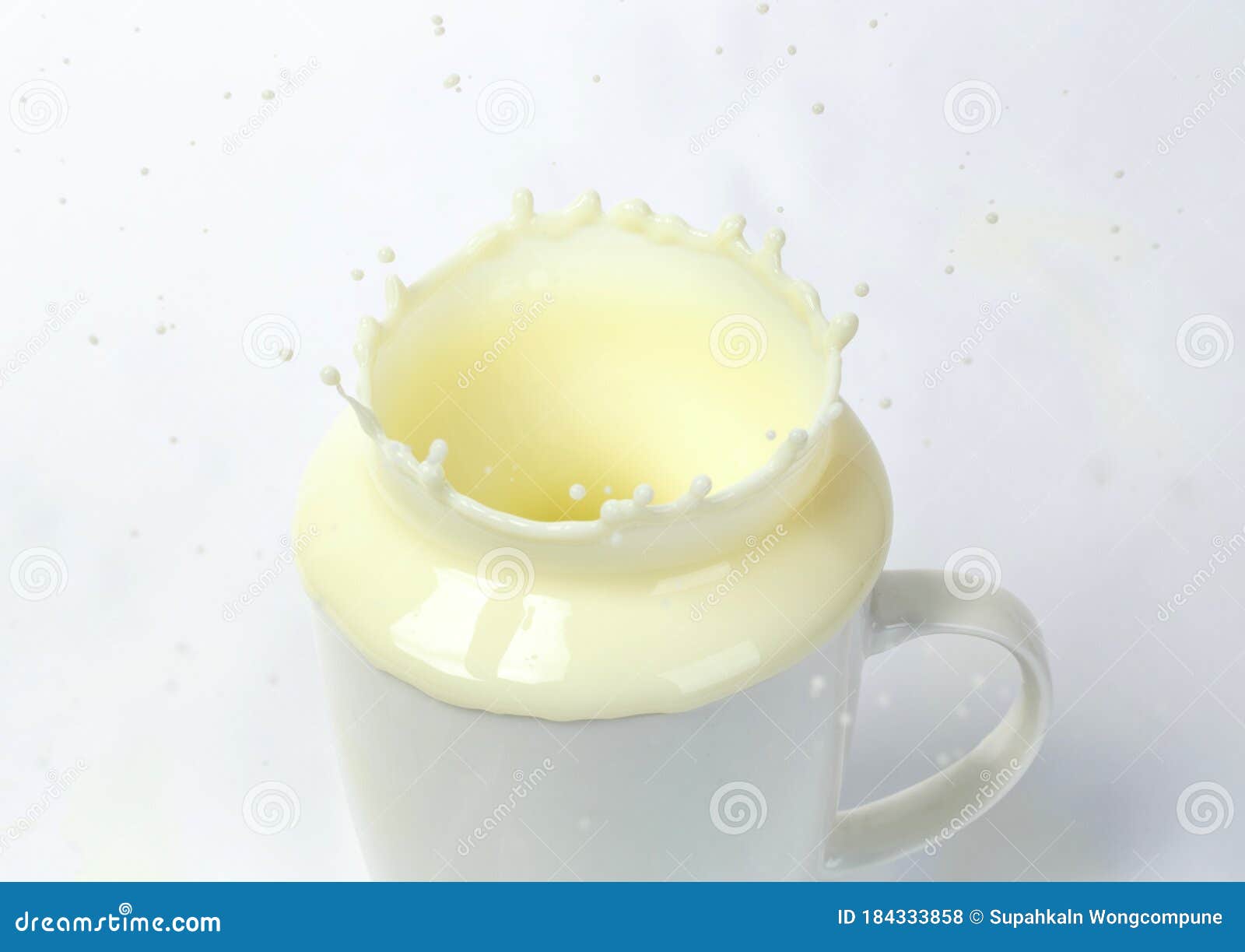 Milk Splashing from the Cup Stock Photo - Image of closeup, blue: 184333858
