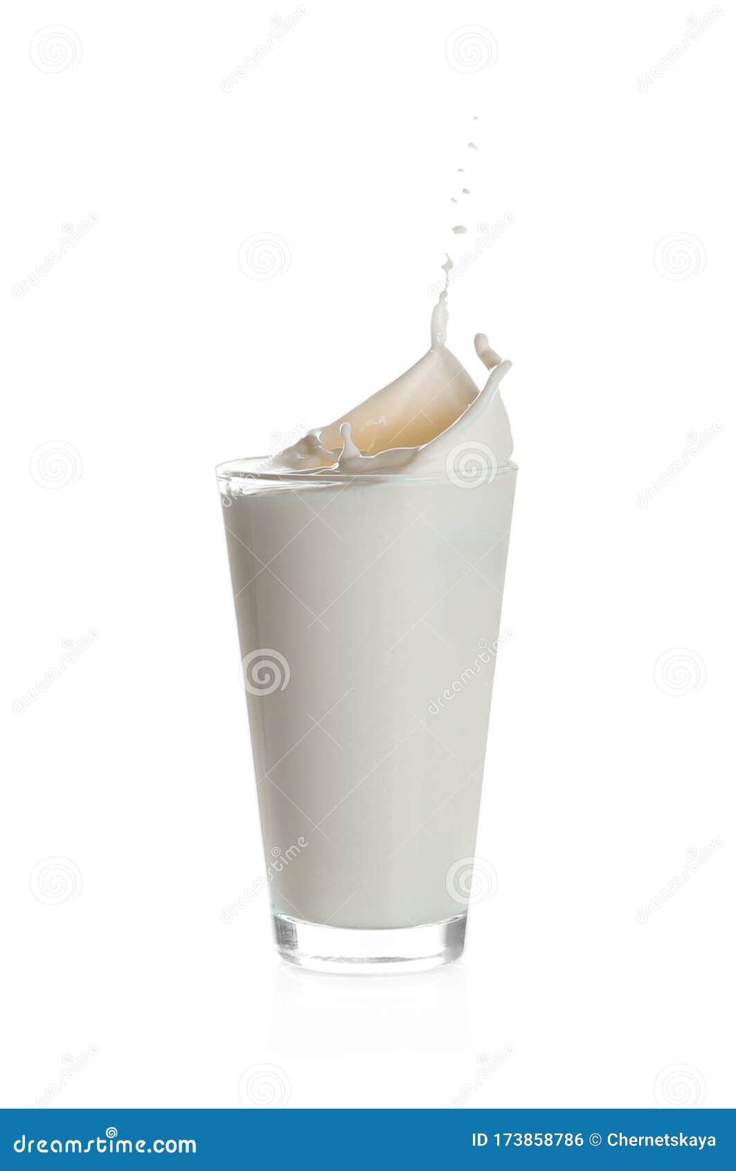 Milk Splashing Out of Glass Isolated on White Stock Photo - Image of ...
