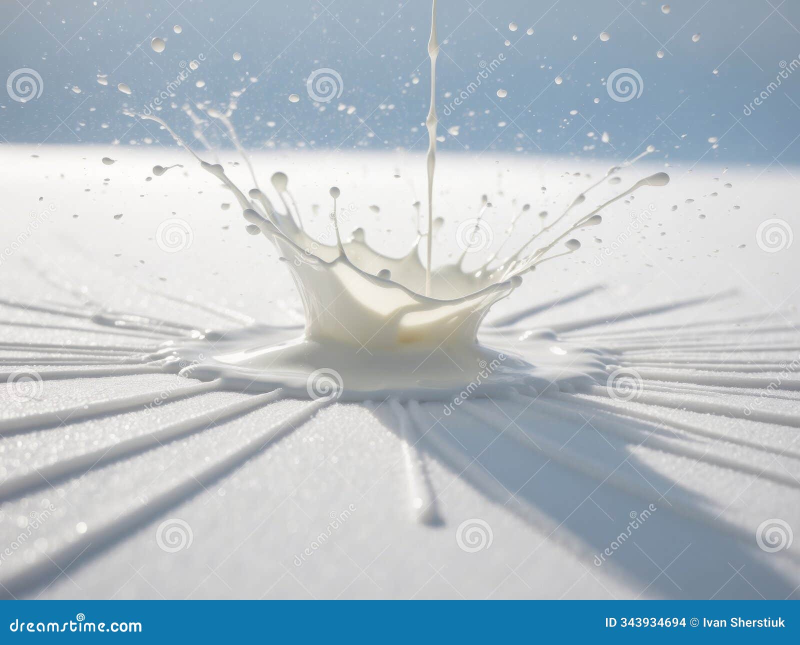 Milk Splatter on a White Surface Captured in a Dynamic Burst of Liquid ...