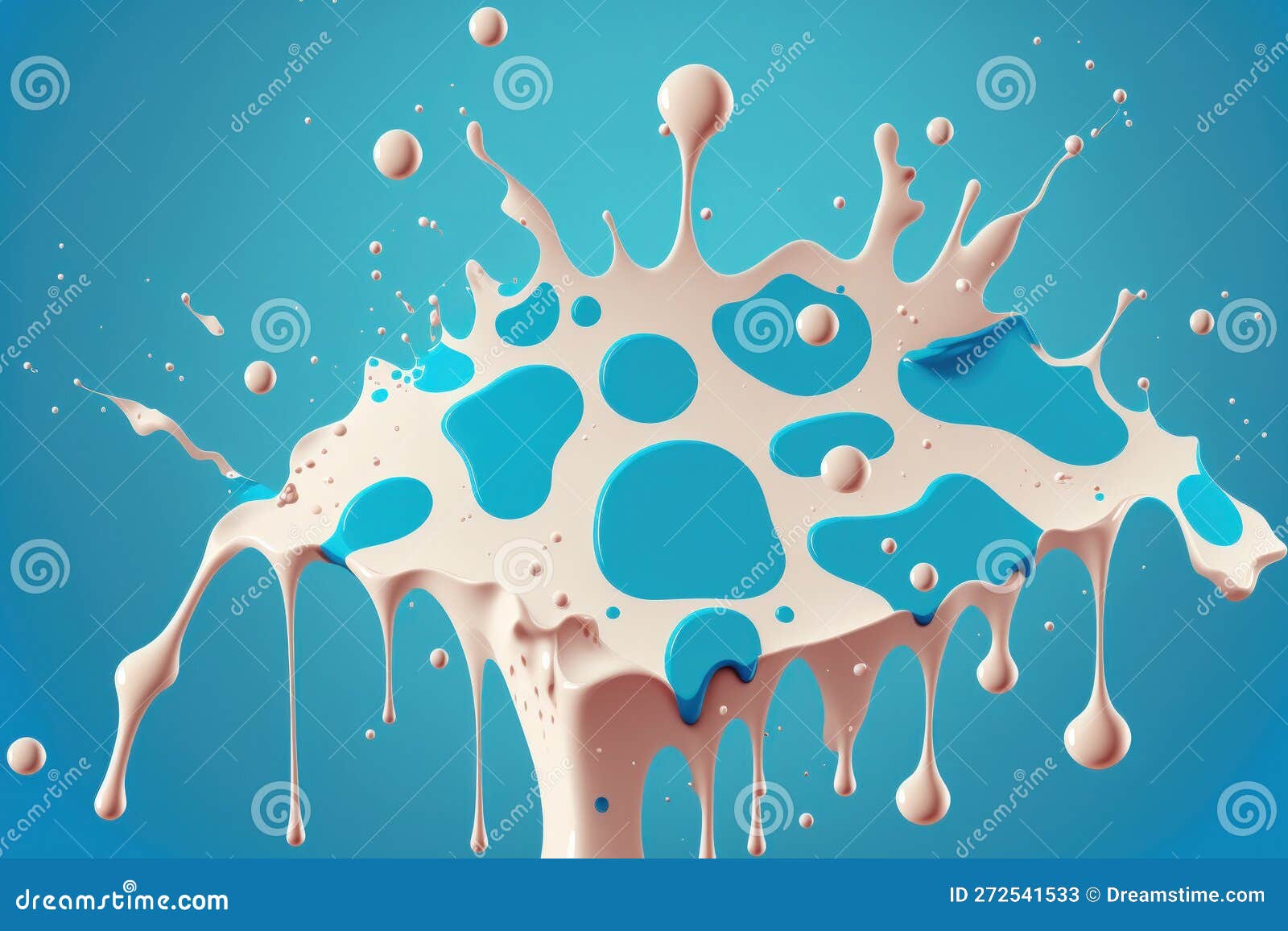 Milk Splatters and Droplets on a Blue Background Stock Illustration ...