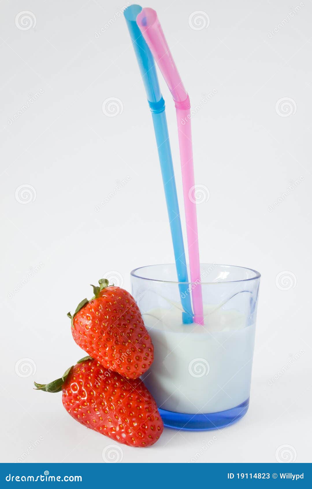 Milk with Straw and Strawberries Stock Image - Image of beverage, drink ...