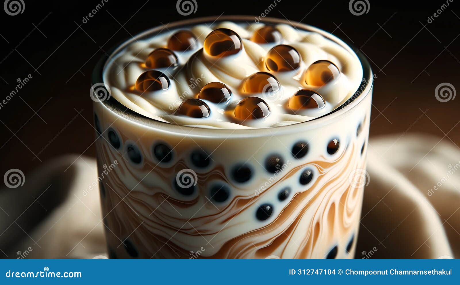 Milk Tea with Tapioca Balls in a Clear Plastic Cup Stock Illustration ...