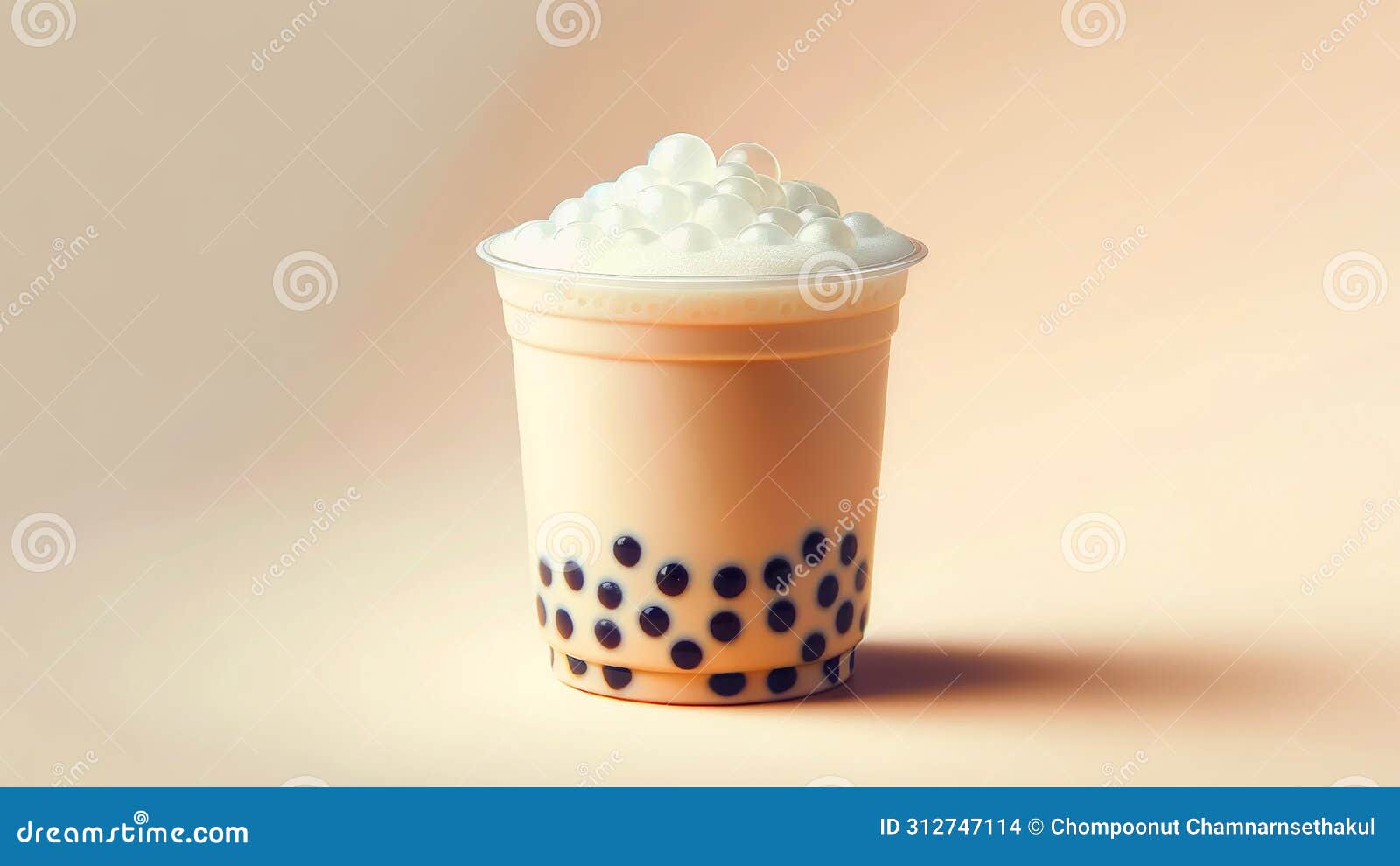 Milk Tea with Tapioca Balls in a Clear Plastic Cup Stock Illustration ...