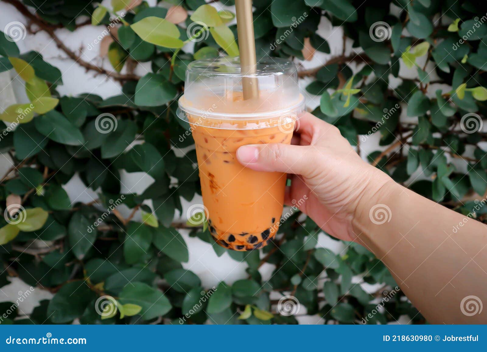 Milk Tea or Thai Tea or Bubble Tea Stock Photo - Image of ladle, away ...