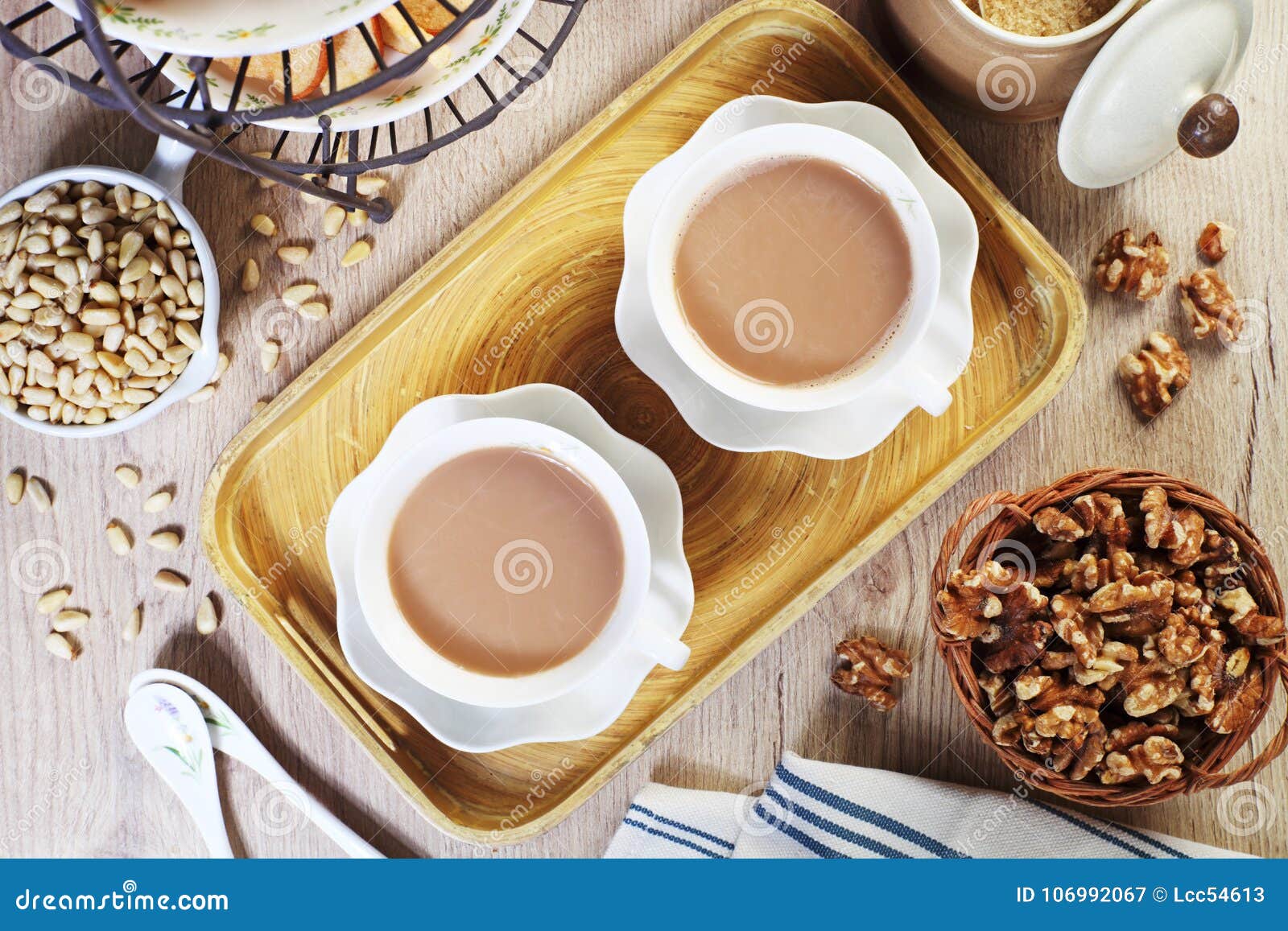 Milk tea stock image. Image of wooden, white, wood, background - 106992067