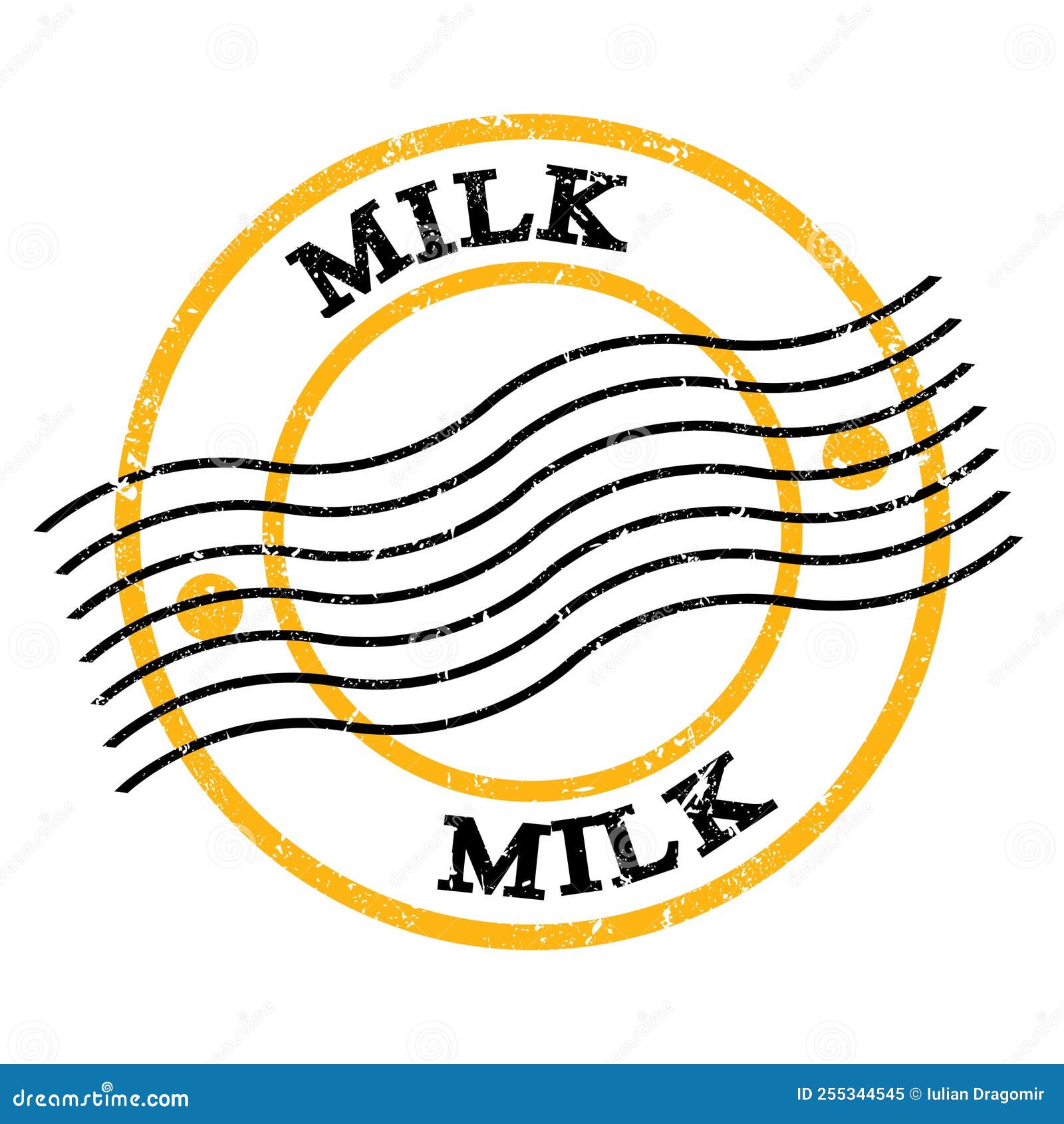 MILK, Text Written on Yellow-black Postal Stamp Stock Illustration ...