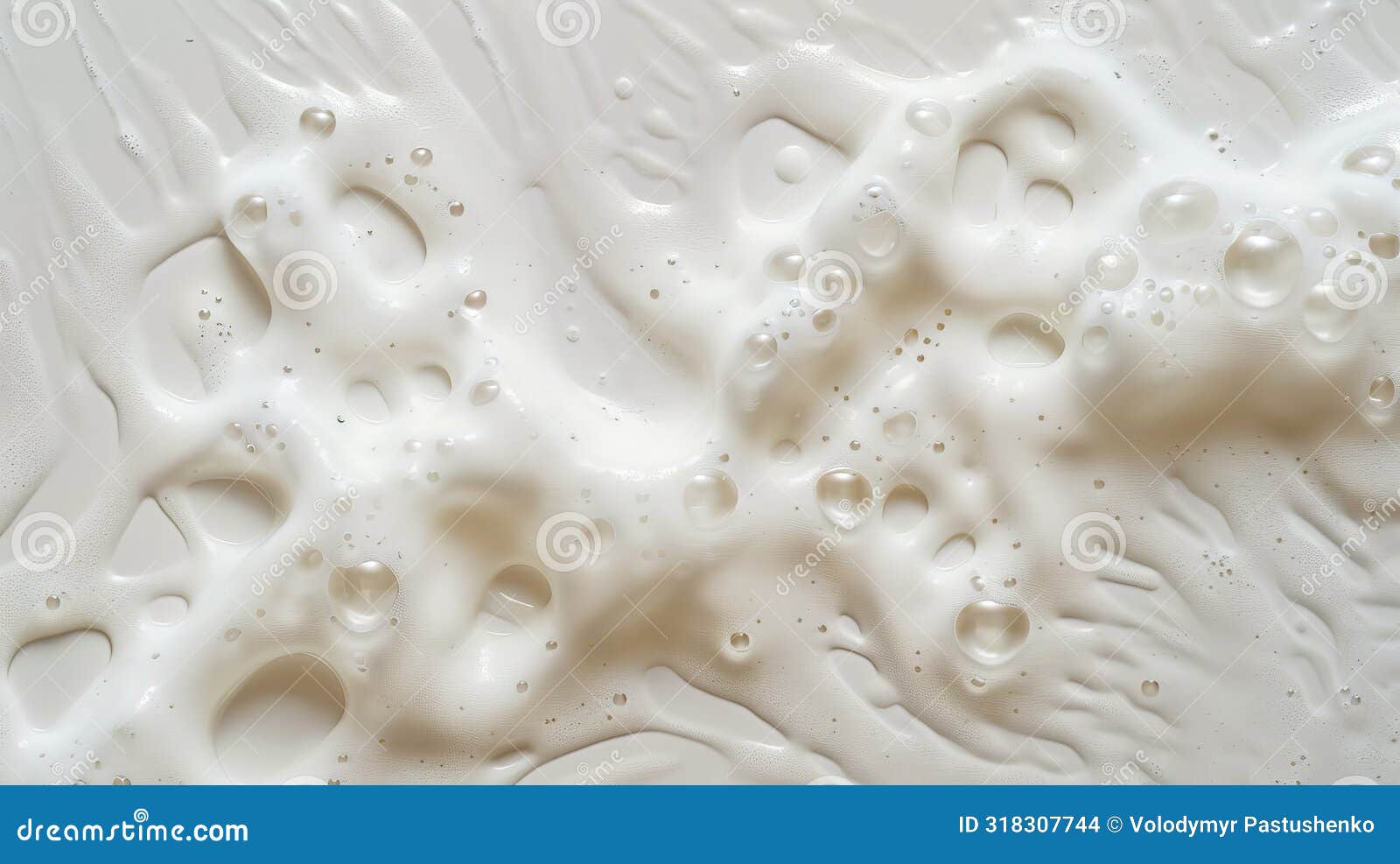Milk Texture with Bubbles. a Close Up of Bubbles in a White Liquid ...