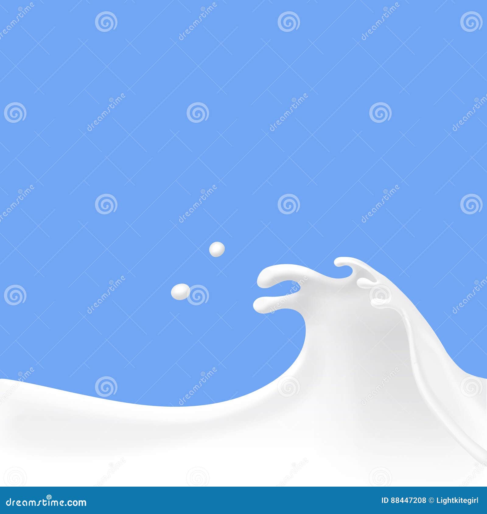 Milk Wave Background. Seamless Liquid Yoghurt Flow With Drops And ...