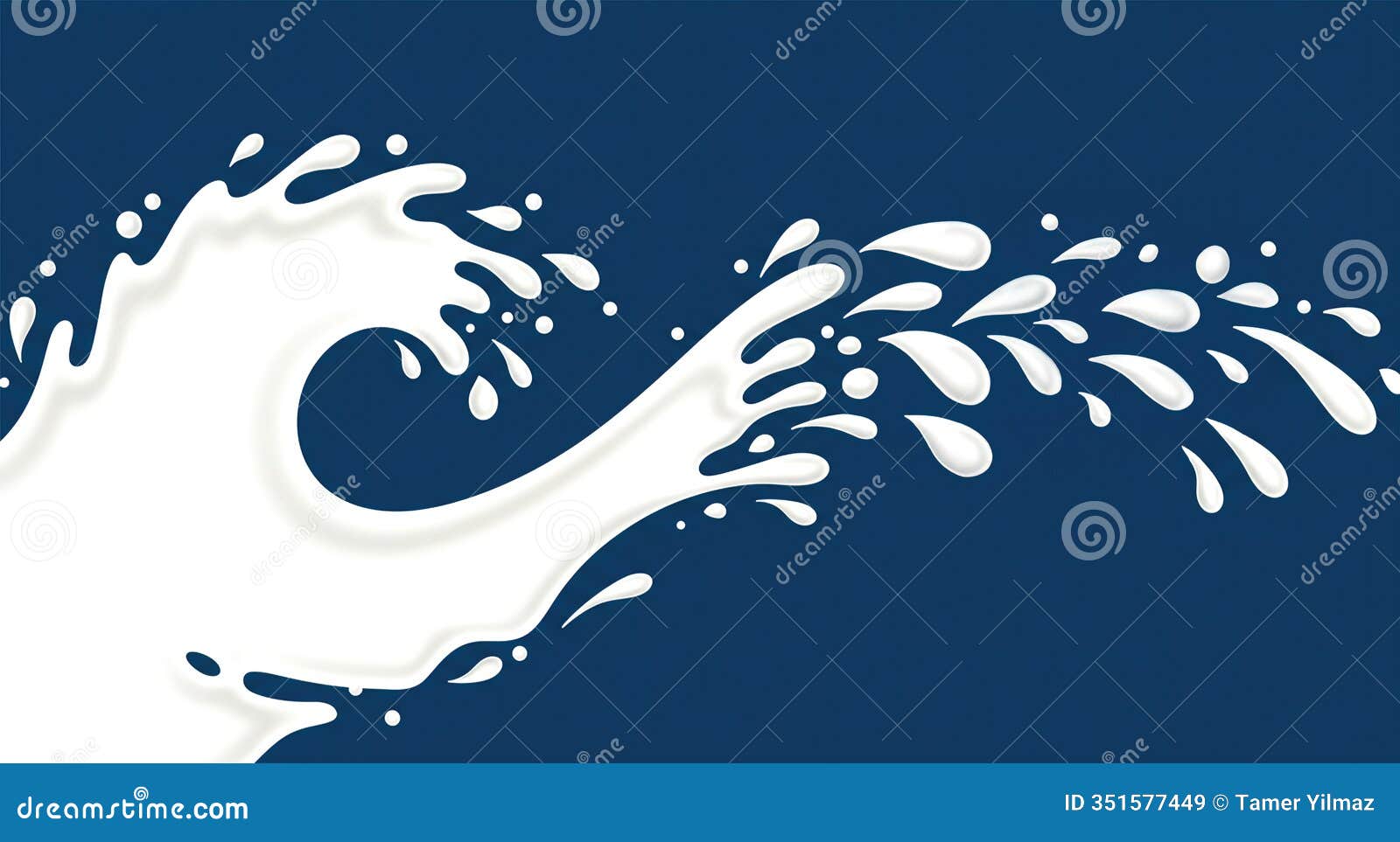 Milk Wave on Blue Background. Vector Illustration Stock Illustration ...
