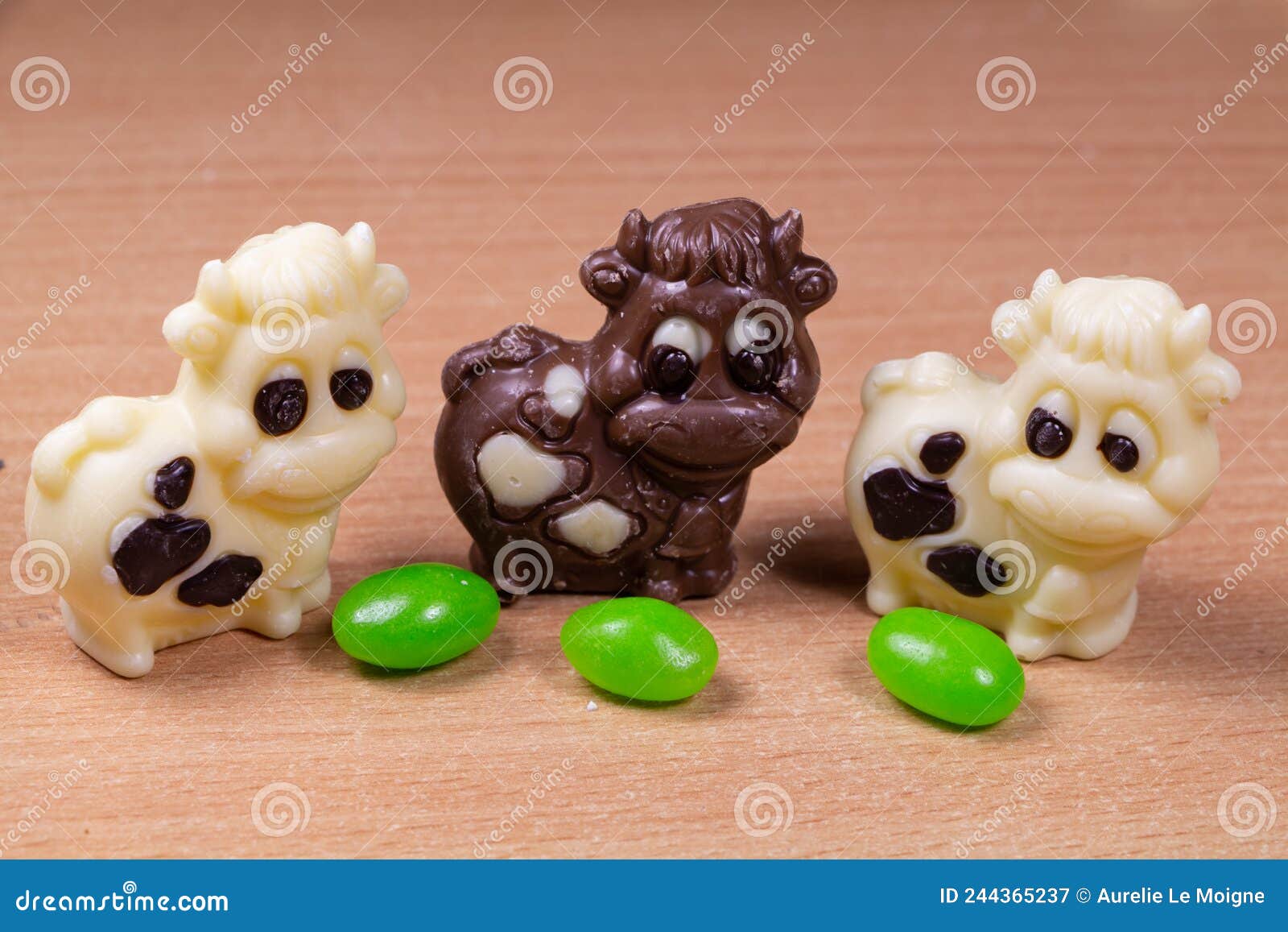 Chocolate Cows and Candies for Easter Stock Image - Image of brown ...