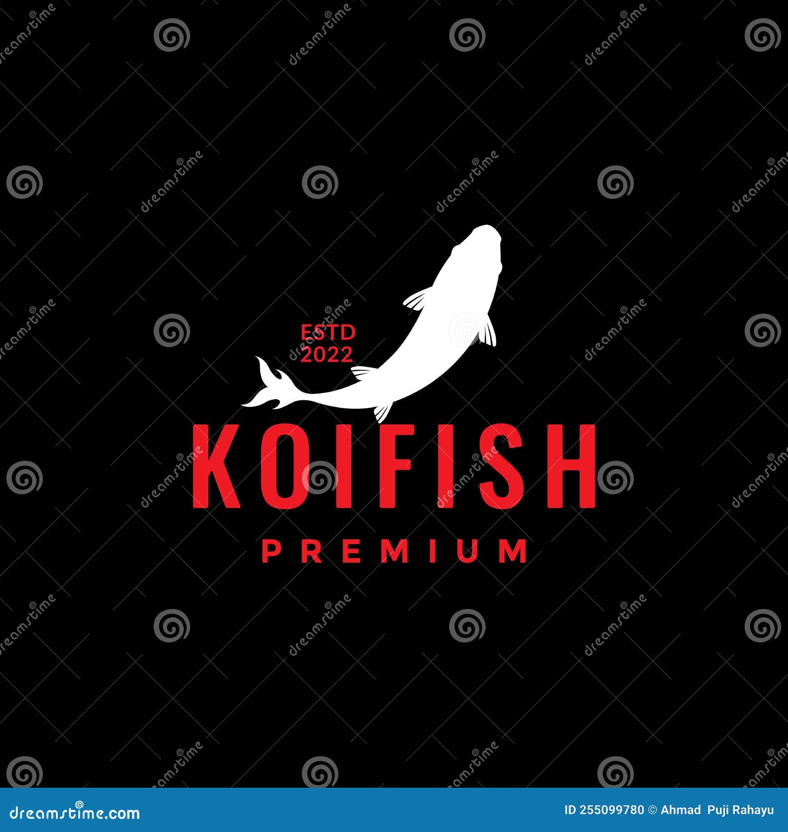 Milk White Koi Fish Logo Design Stock Vector - Illustration of swim, pool: 255099780