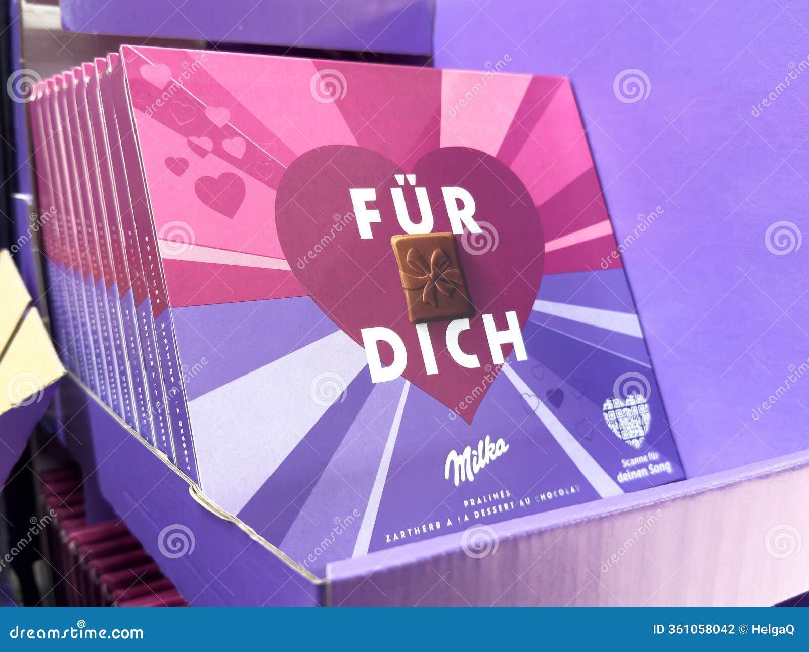 Milka Chocolate Gift Box Display with Heart Design and Purple Packaging ...
