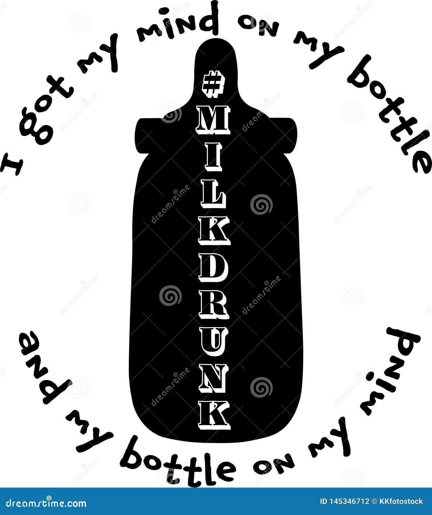 Milk Drunk Baby Bottle Design Stock Vector - Illustration of shirt ...