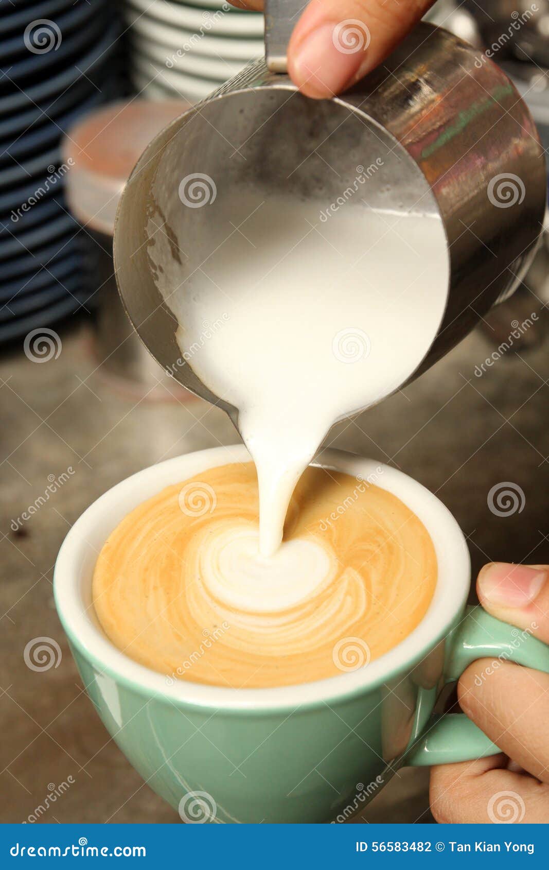 Milking Being Poured into Cup of Coffee Stock Photo - Image of barista ...