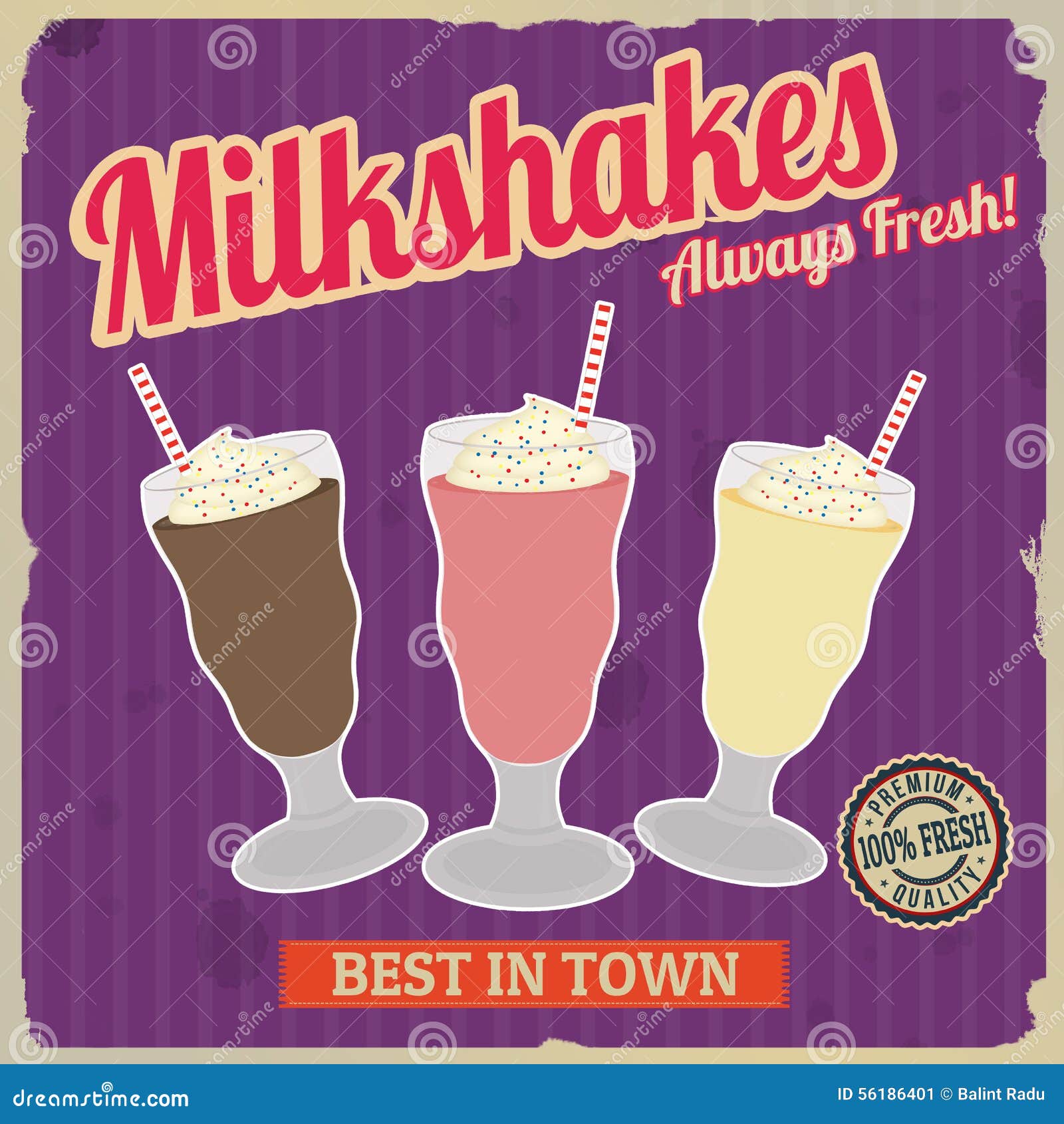 Milksakes vintage poster stock vector. Illustration of paper - 56186401