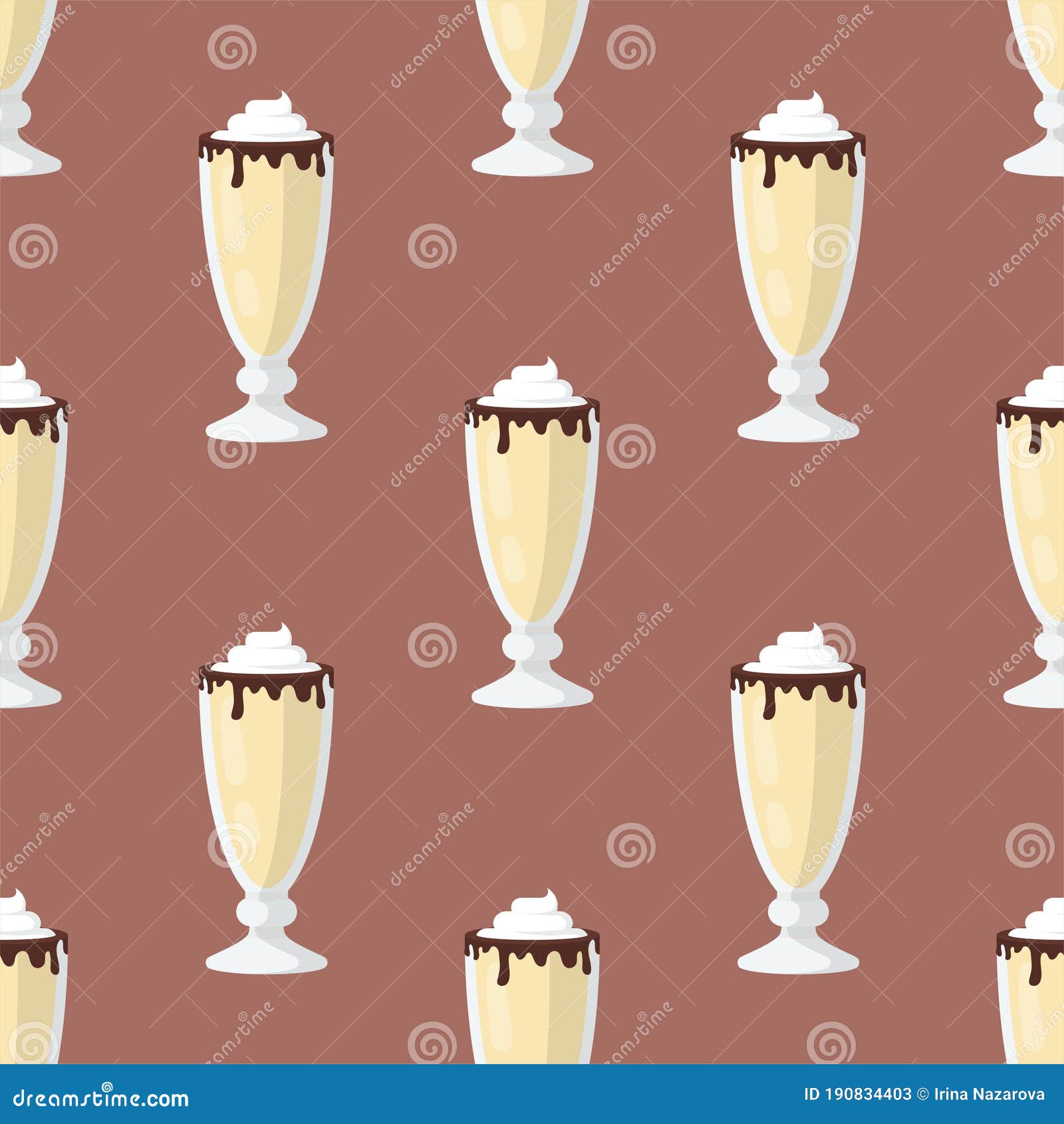 Vanilla Milkshake. Seamless Vector Patterns Stock Vector - Illustration ...