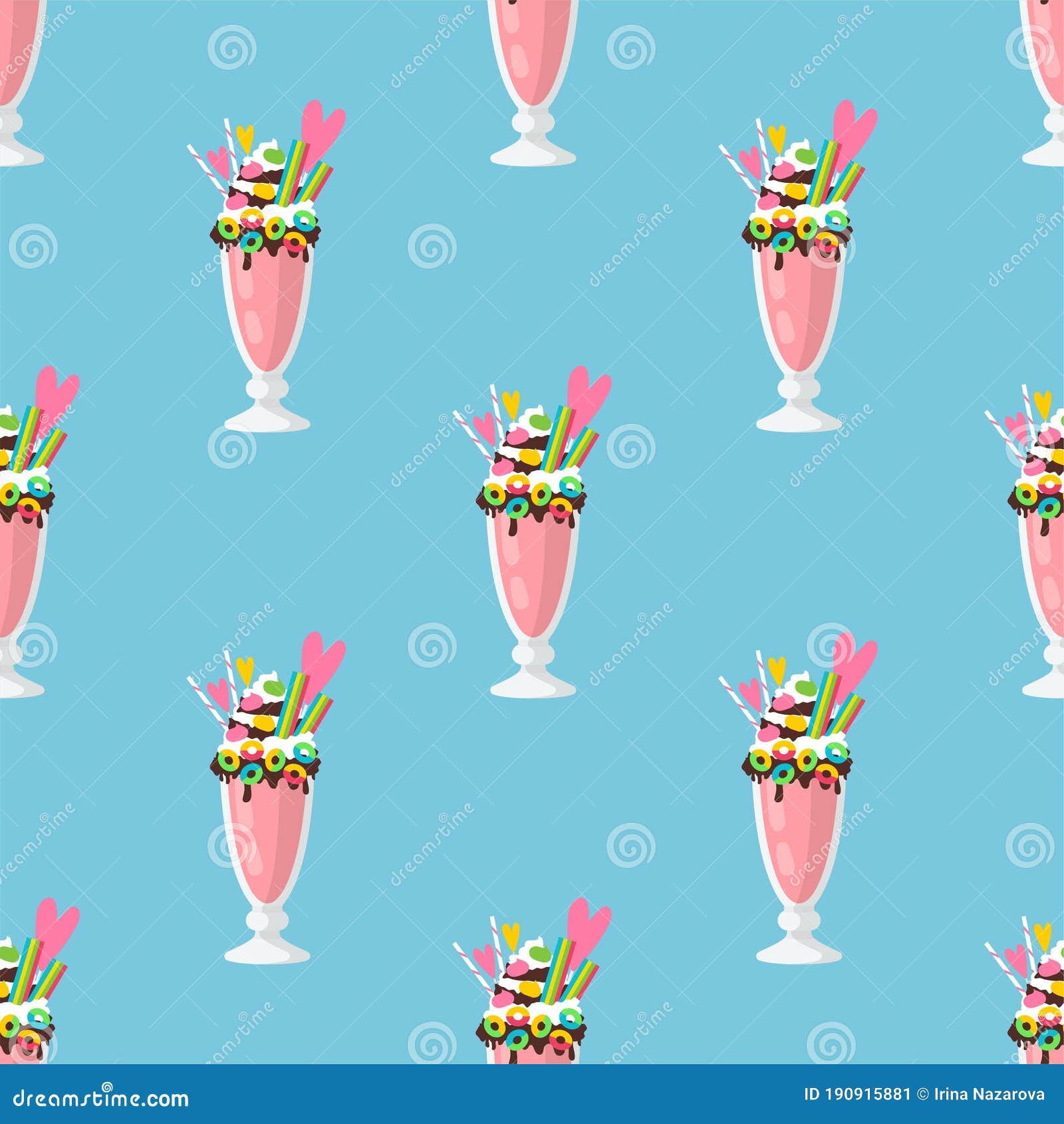 Strawberry Milkshake. Seamless Vector Patterns Stock Vector ...