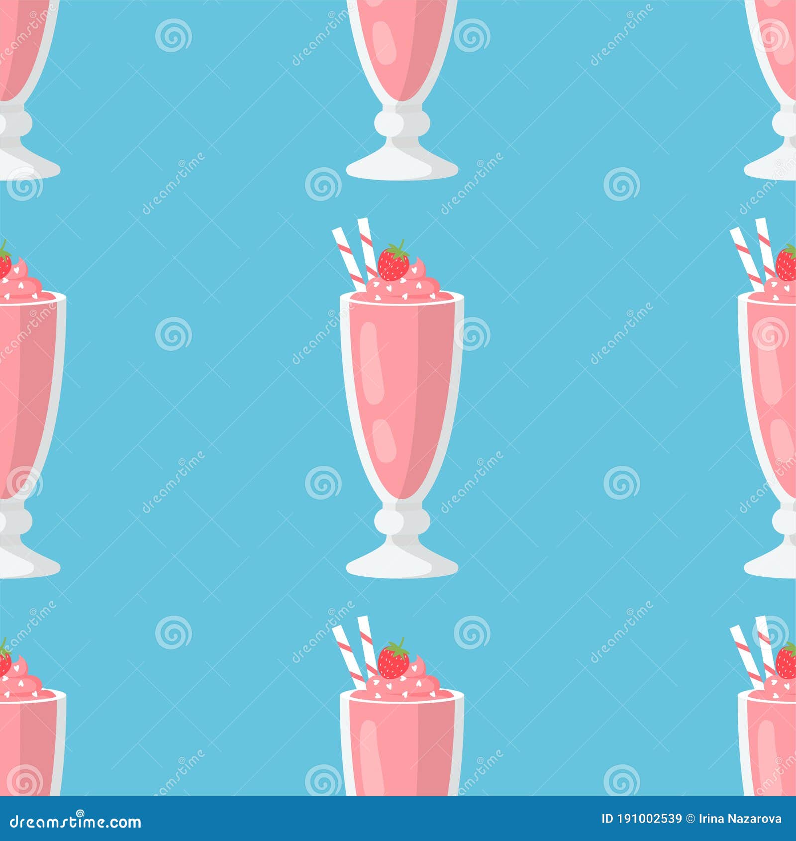 Strawberry Milkshake. Seamless Vector Patterns Stock Vector ...