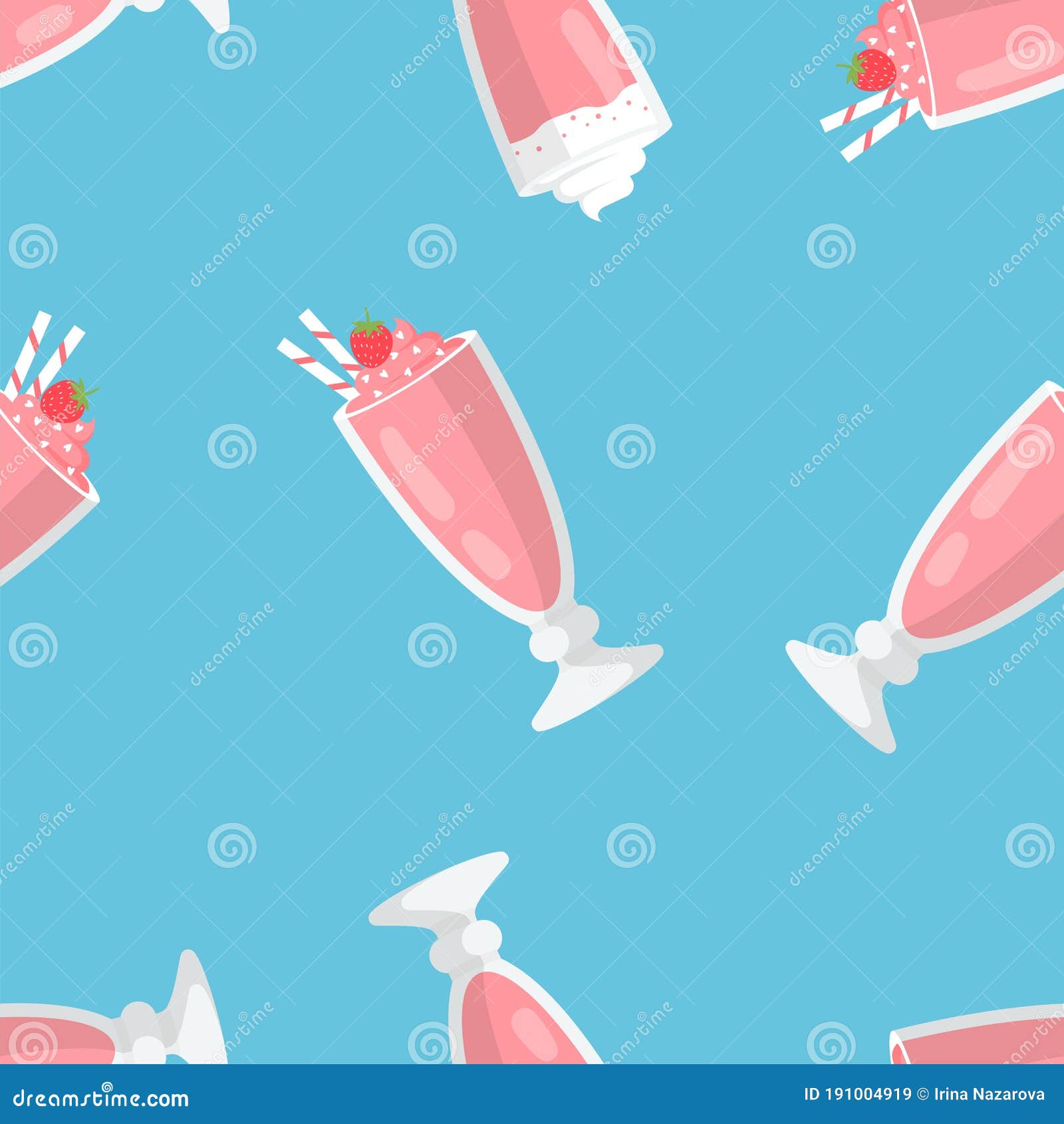 Strawberry Milkshake. Seamless Vector Patterns Stock Vector ...