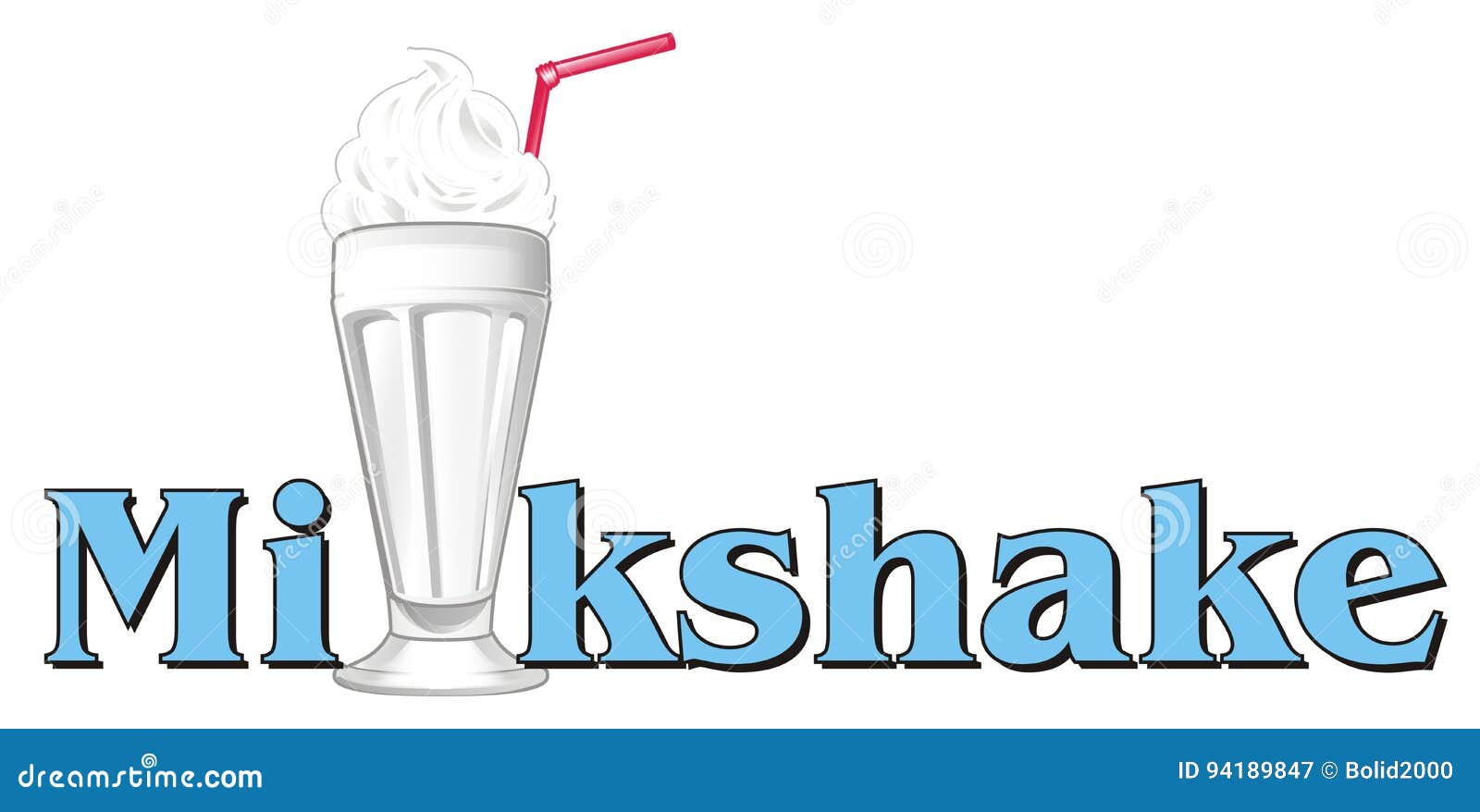 Milkshake and blue letters stock illustration. Illustration of cafe ...