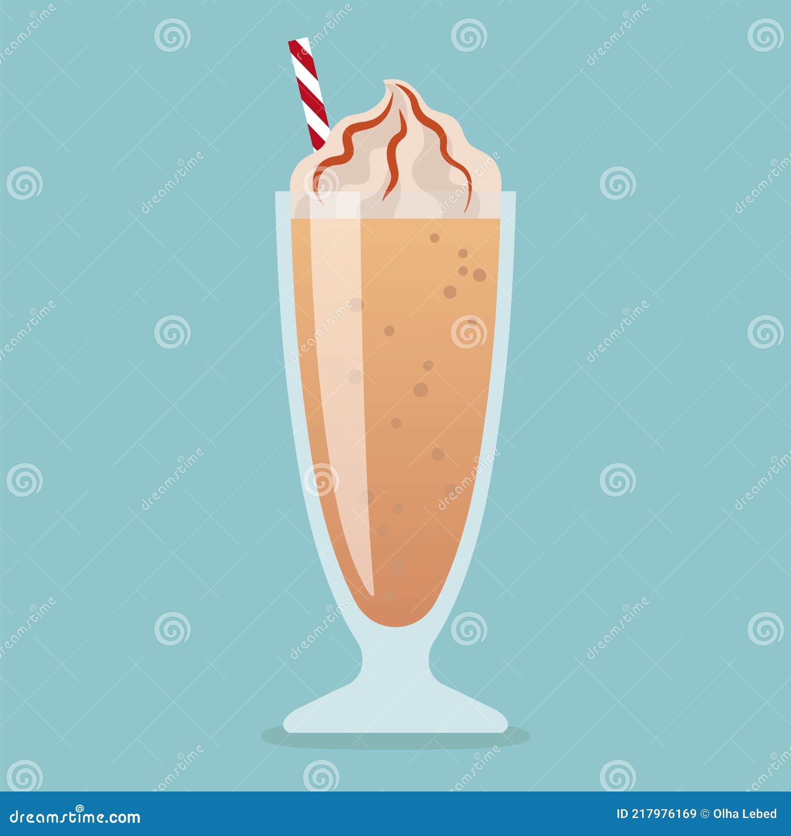 Caramel Milkshake in Glass. Stock Vector - Illustration of design ...