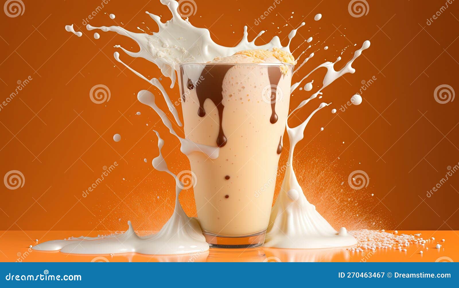 A Milkshake with Chocolate and Milk Splashing Out of it. Generative Ai ...
