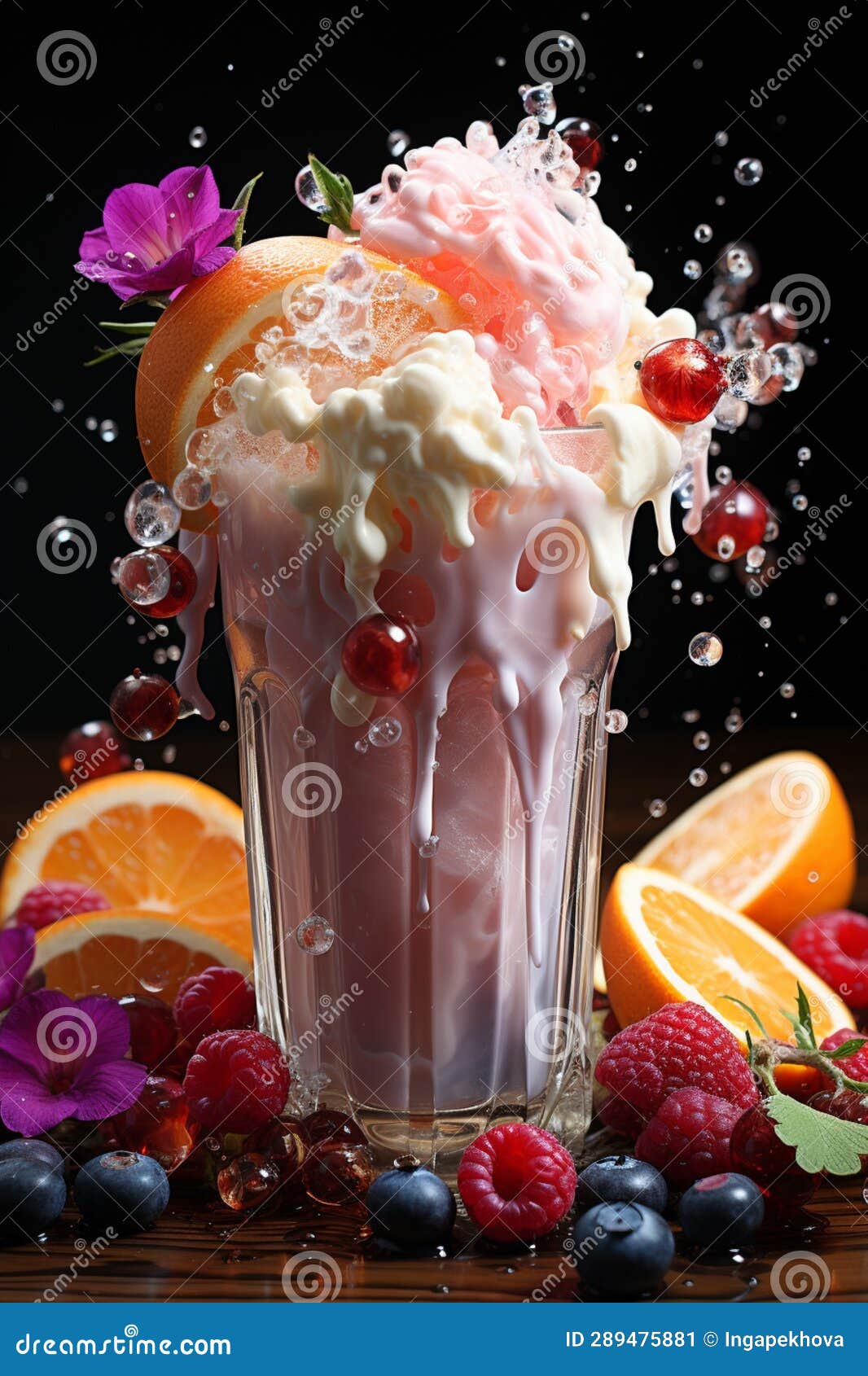 Milkshake in a Clear Glass of Fruit in the Background with Milk ...