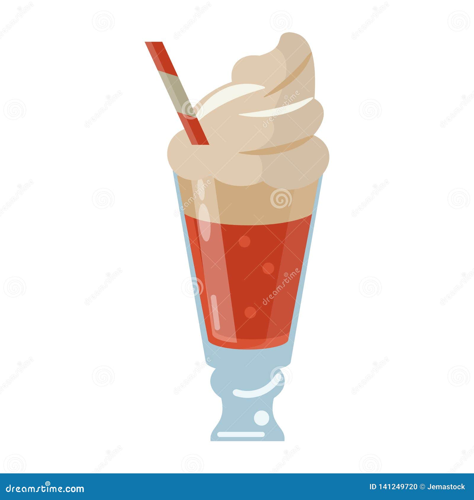 Milkshake with Cream Glass Cup Stock Vector - Illustration of berry ...