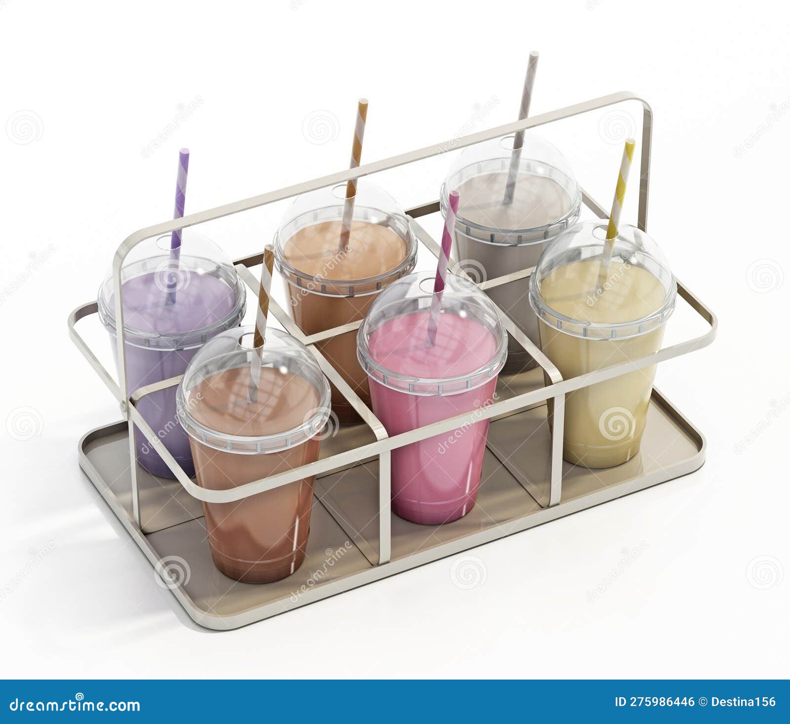 Milkshake Disposable Cups on Tray. 3D Illustration Stock Illustration ...